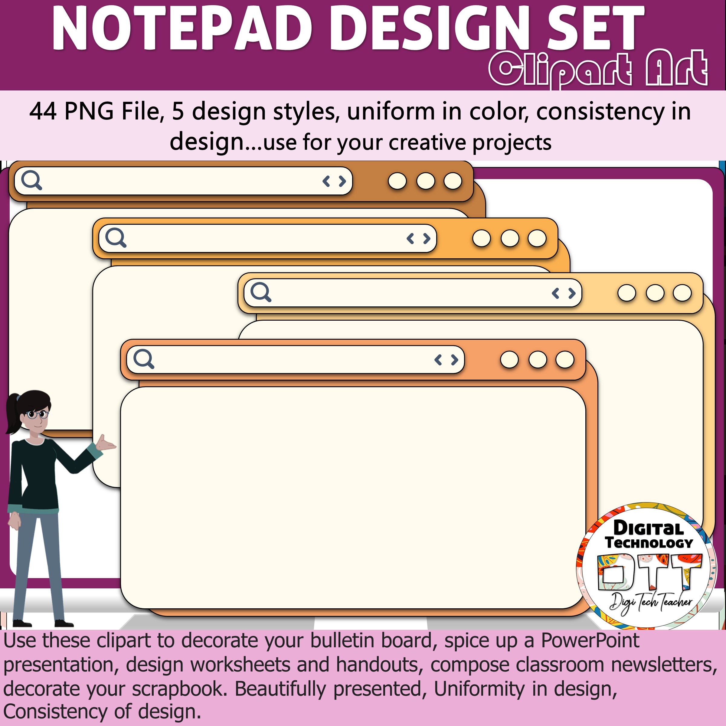 Notepad Clipart 1, Text Frames, PNG, Vector Notepad, Clipart Text Frame ...