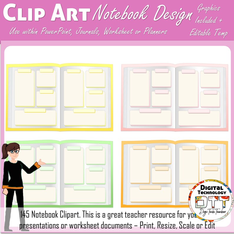 Notebook Vector Clipart, Notebook Powerpoint Element, Notebook Text ...