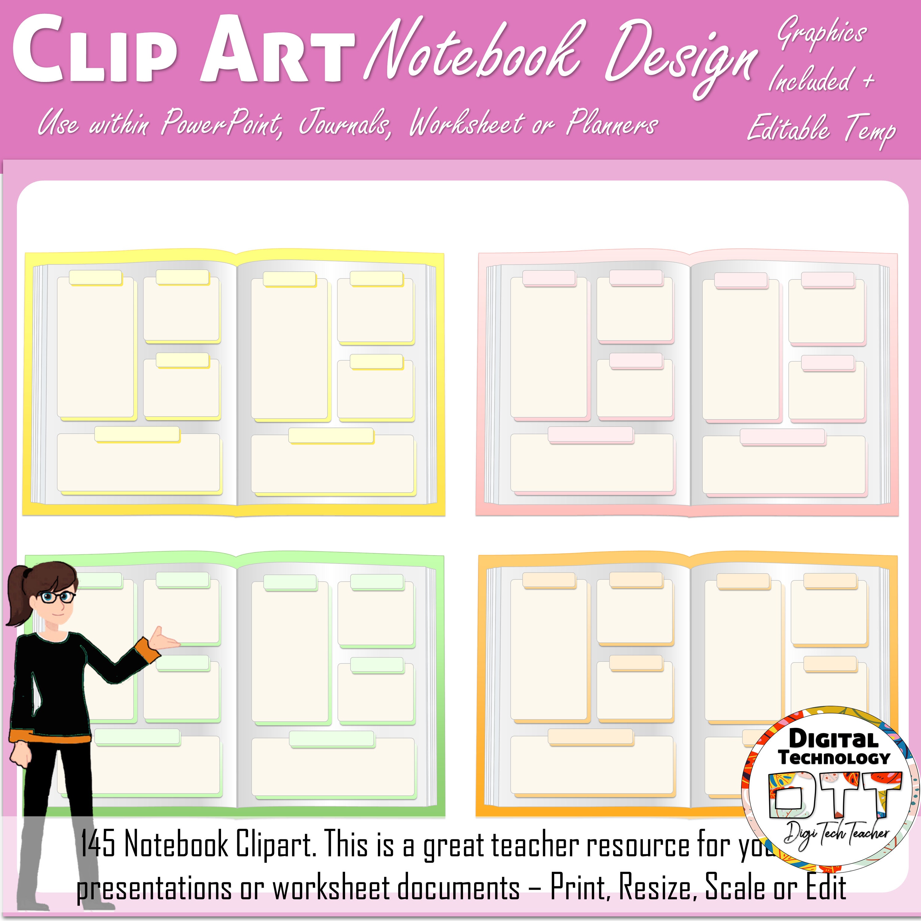 Notebook Vector Clipart, Notebook Powerpoint Element, Notebook Text ...
