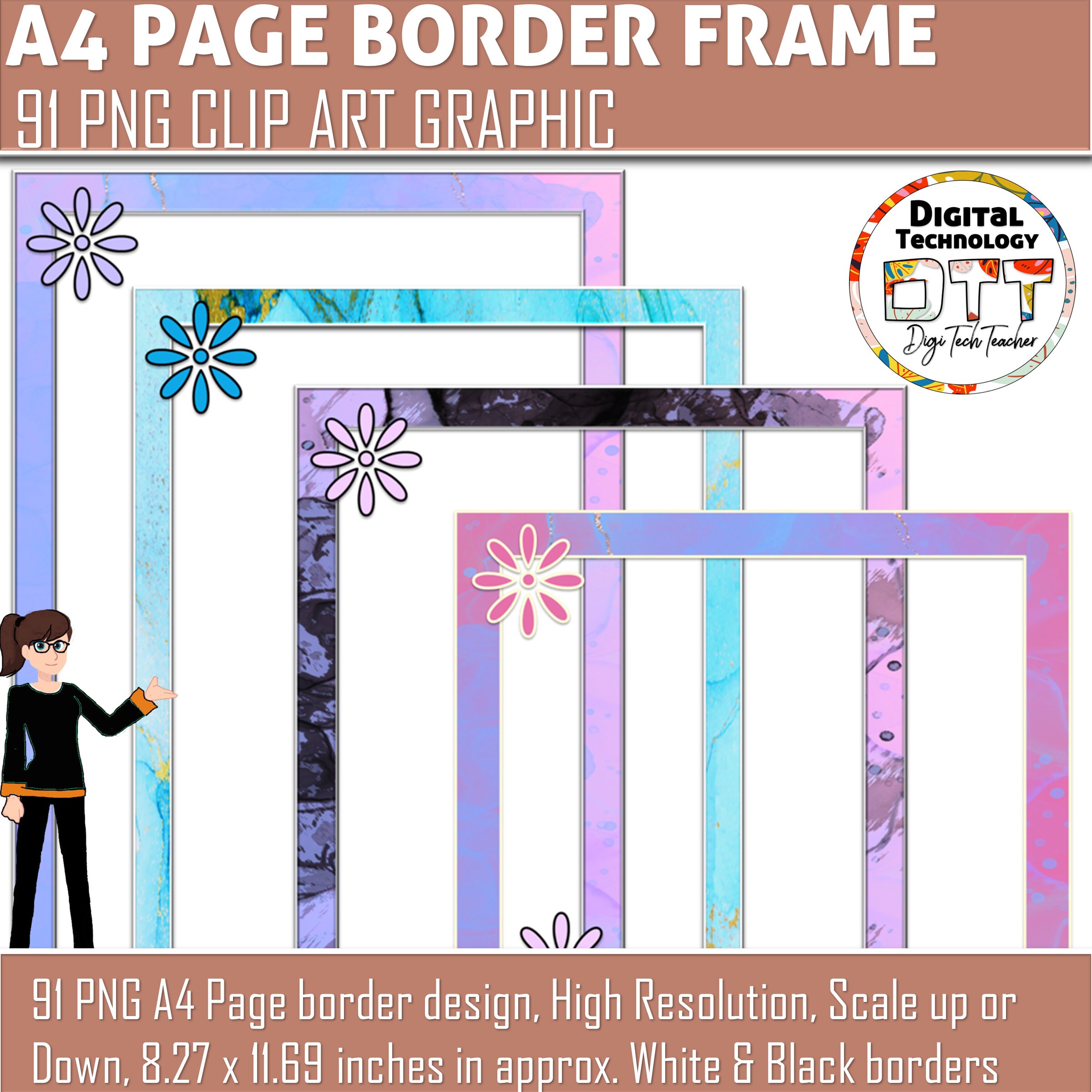 Page Border Clipart 1, A4 91 Png's, Vertical Pageborder, Comic ...
