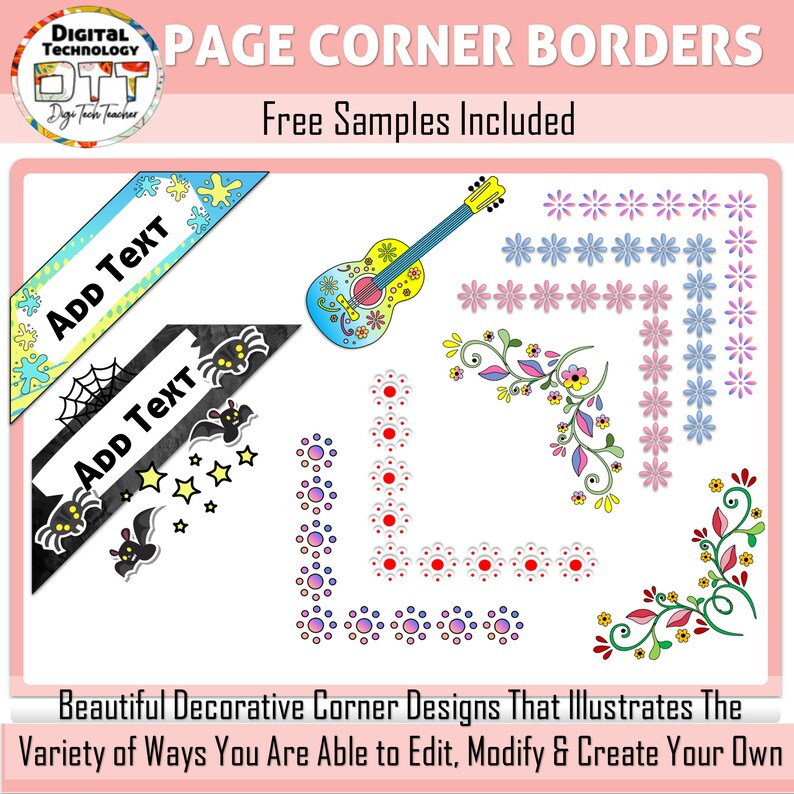 Editable Page Corner Clipart: Decorative Borders (powerpoint) - Etsy ...