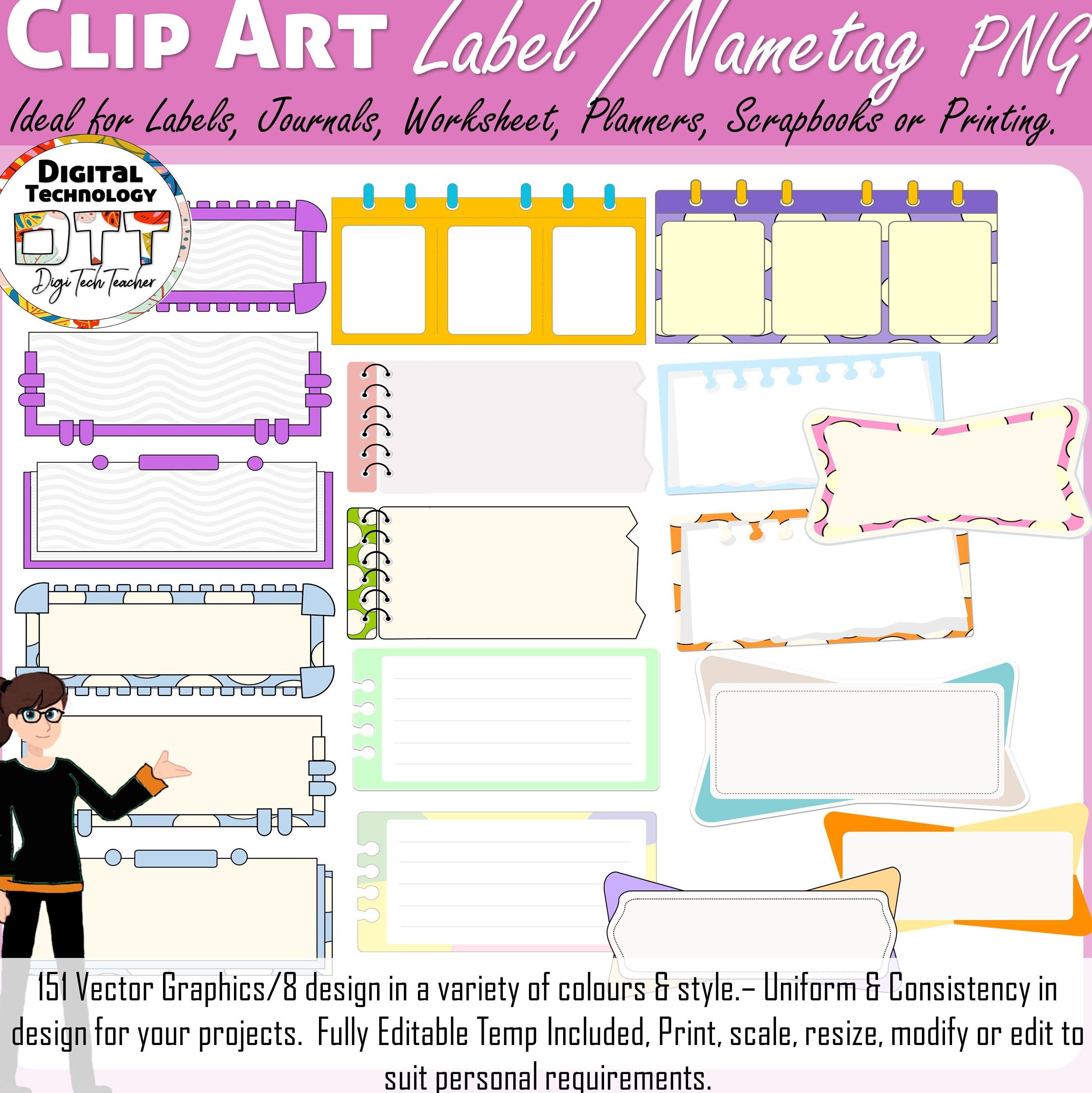 Notes and Label Vector Clipart, Name Tag Clipart, Notepad Clipart ...