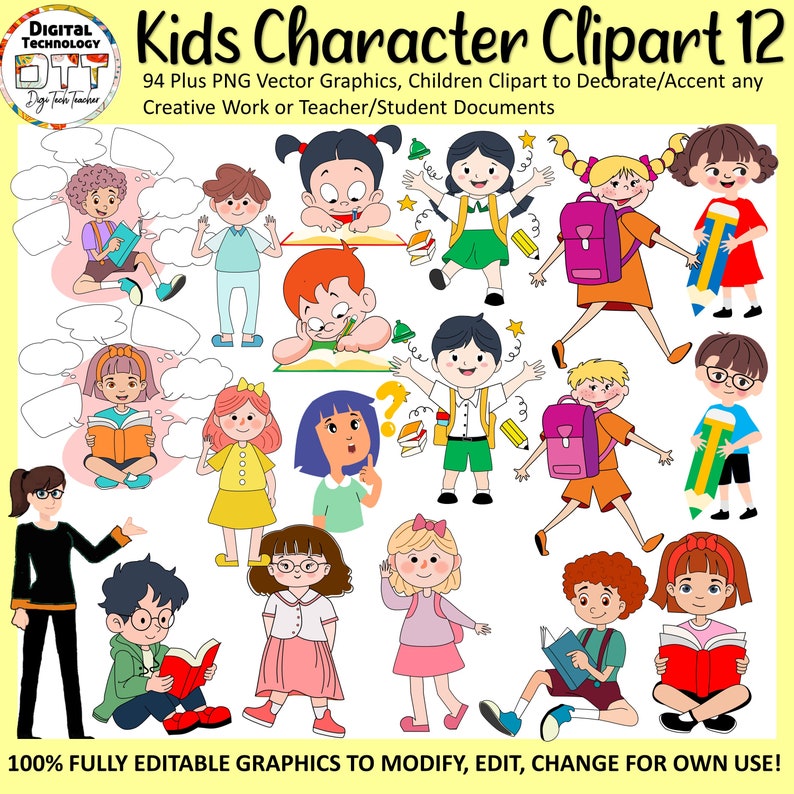 Kids Vector Clipart 12, Children Clipart, School Clipart, Middle School ...