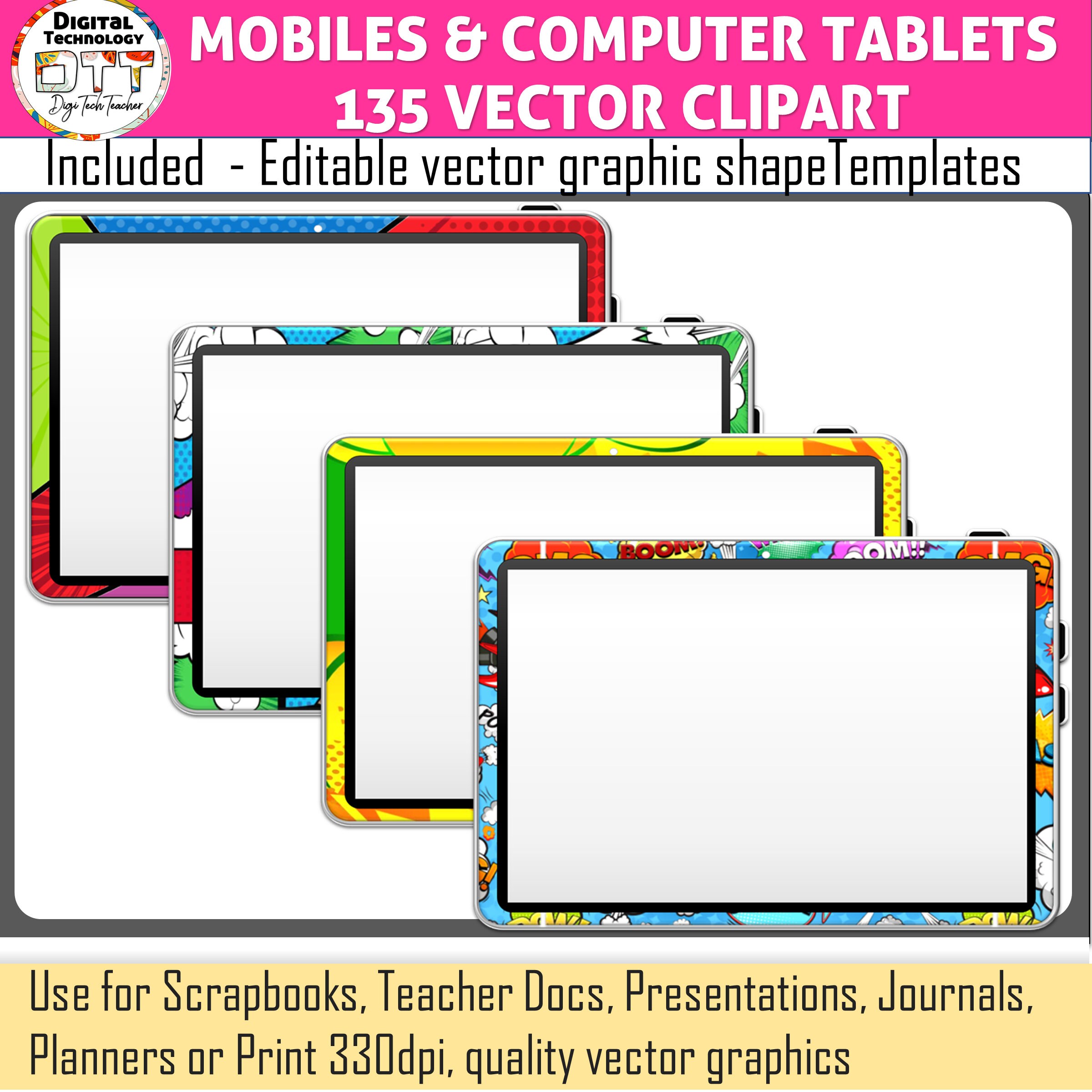 Mobile Clipart Computer Tablets Clipart Phones Clipart - Etsy