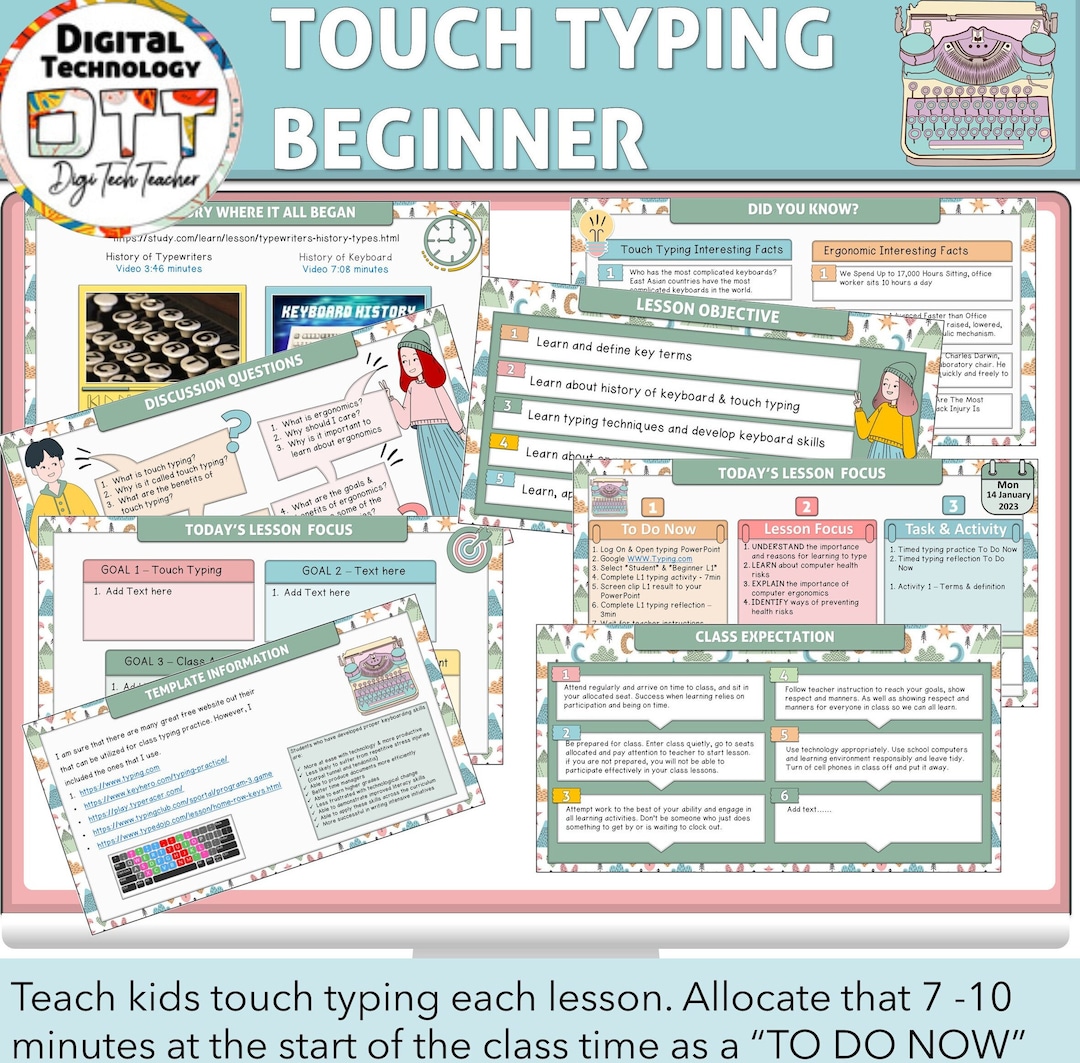 Touch Typing Beginner Lesson: Powerpoint Template (editable) - Etsy