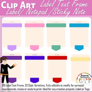 Lable Style Notepad and Sticky Note Designs, 215 PNG Digital Graphics ...