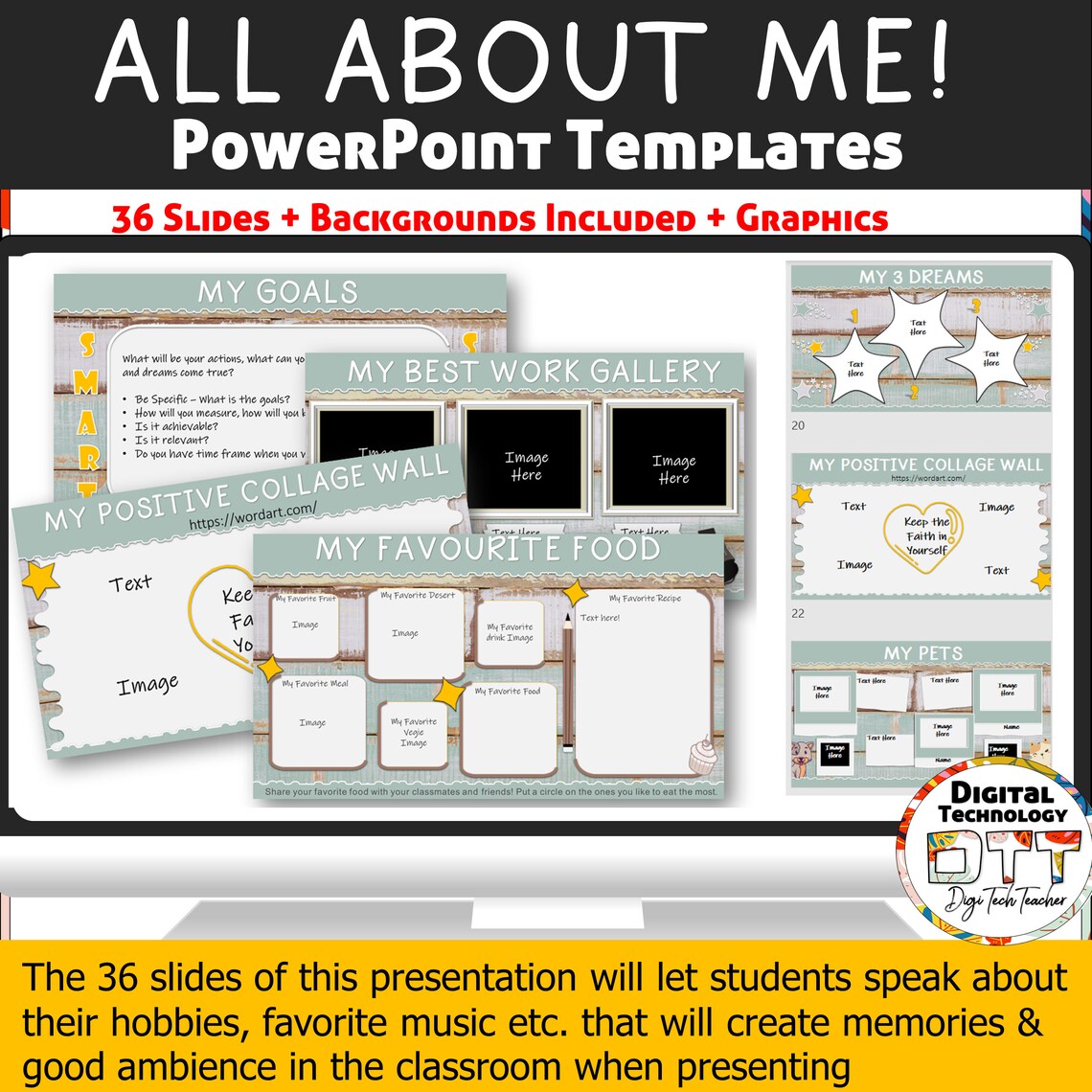 All About Me Powerpoint Template: School Memories Slide (editable) - Etsy