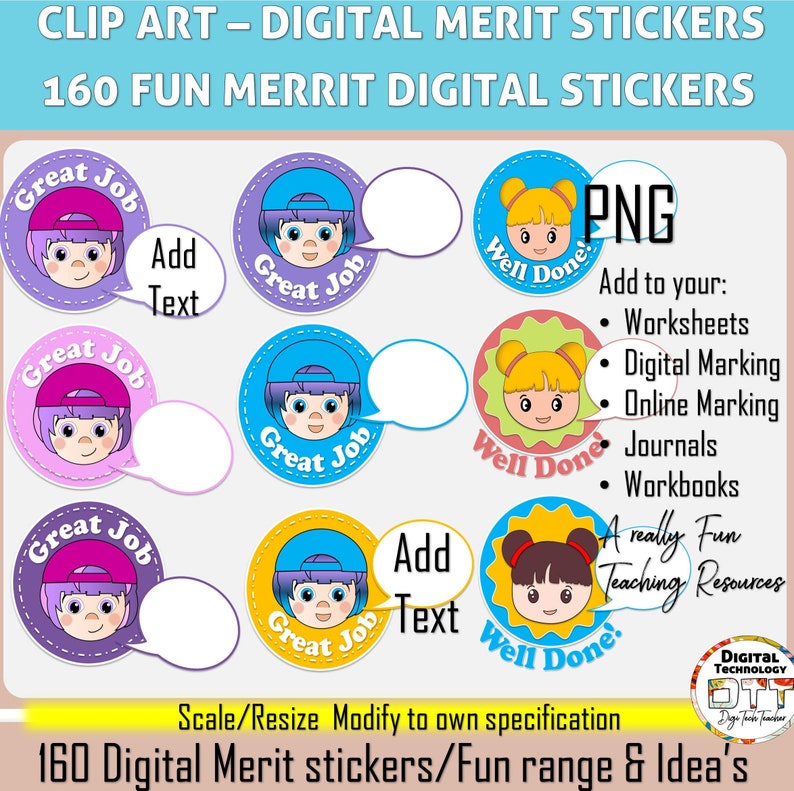 School Sticker Digital Clipart, Award Stickers, Kids Sticker, Digital ...