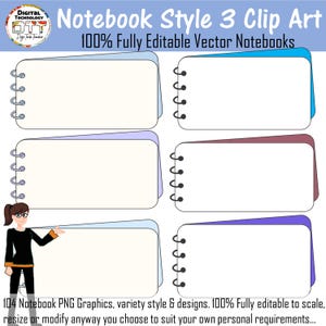 Notebook 5 Vector Clip Art, Text Frame Holder Notebooks, 104 PNG ...