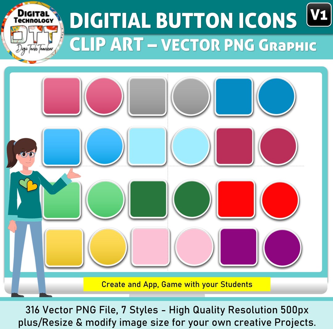 Editable Button Icon Designs Vector Clipart 1, Digital Download ...