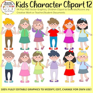 Kids Vector Clipart 12, Children Clipart, School Clipart, Middle School ...