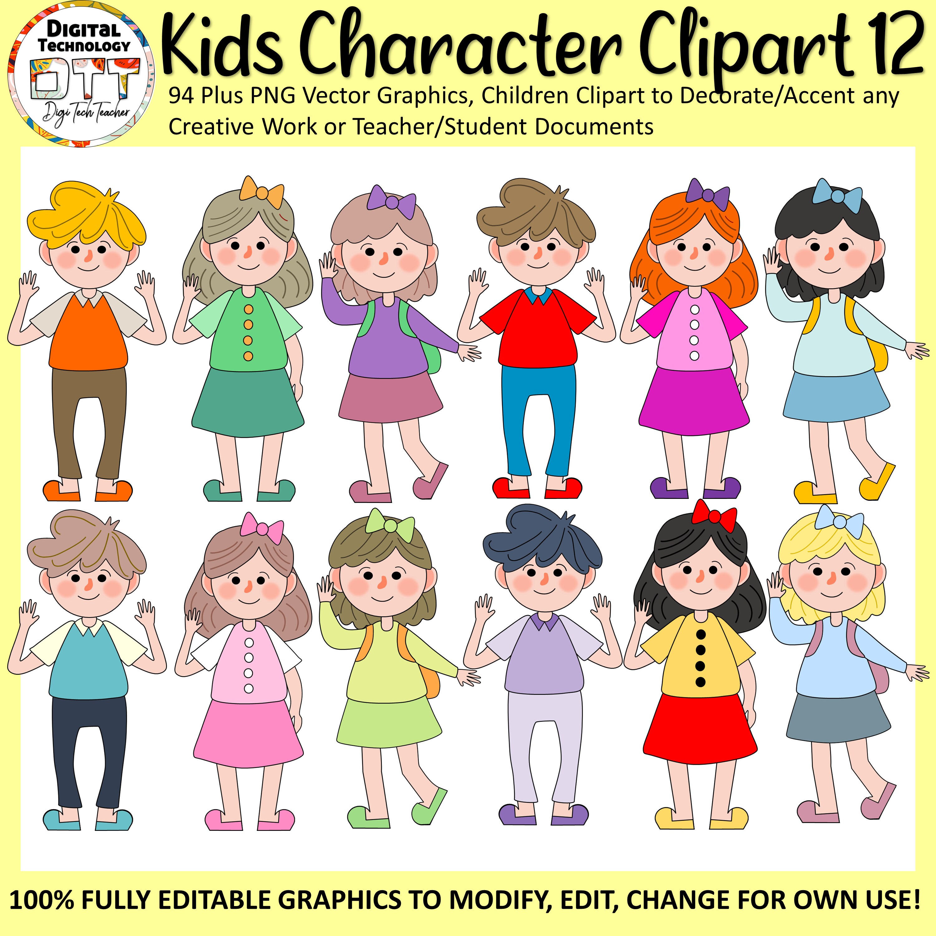 Kids Vector Clipart 12, Children Clipart, School Clipart, Middle School ...
