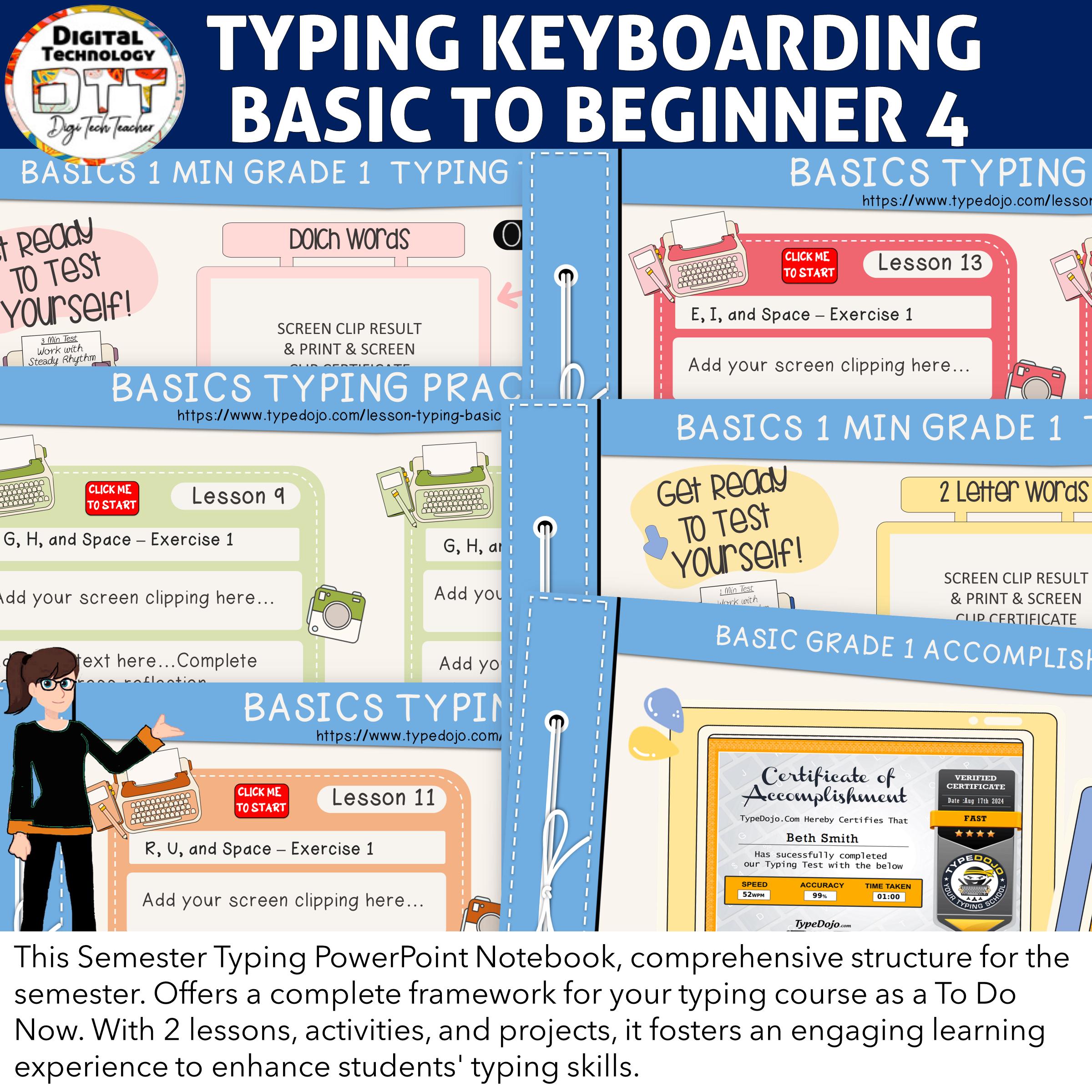 Touch Typing Basic Beginner 4, Keyboarding Practice, Typing Basics ...