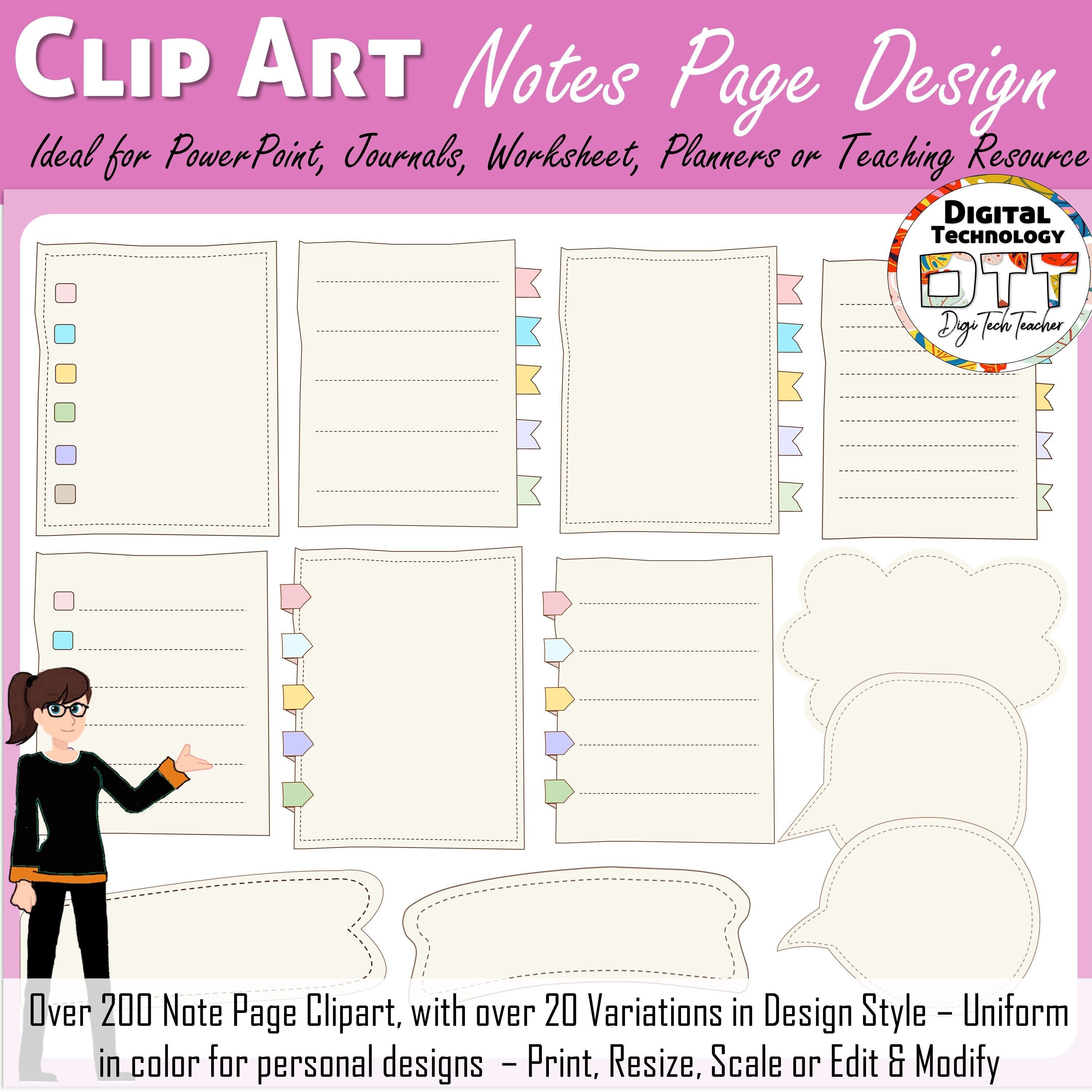 Note Page Vector Clipart Notepad Vector Clipart Stationary - Etsy
