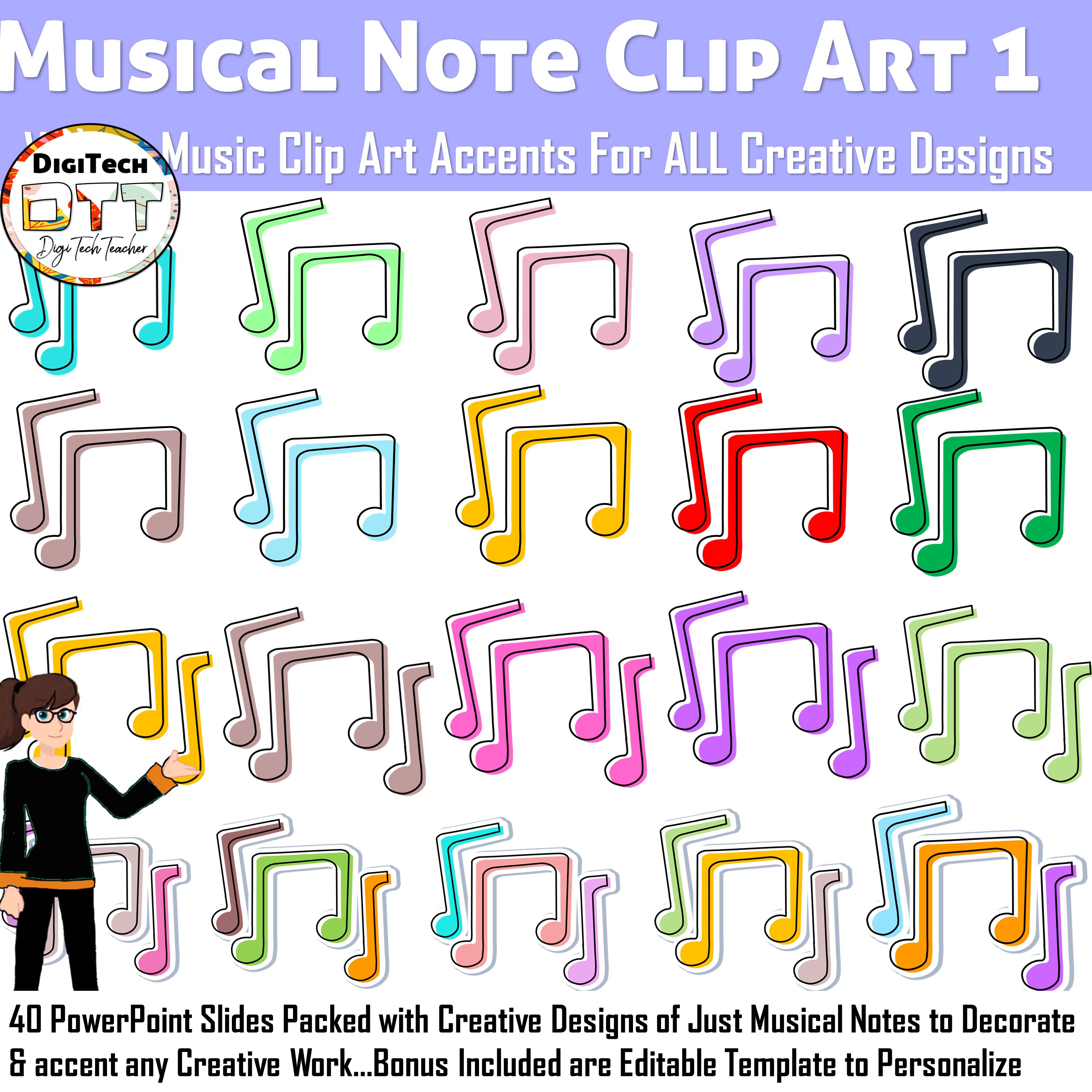Musical Notes Vector Clip Art 1, Musical Note Icons, Musical Note ...