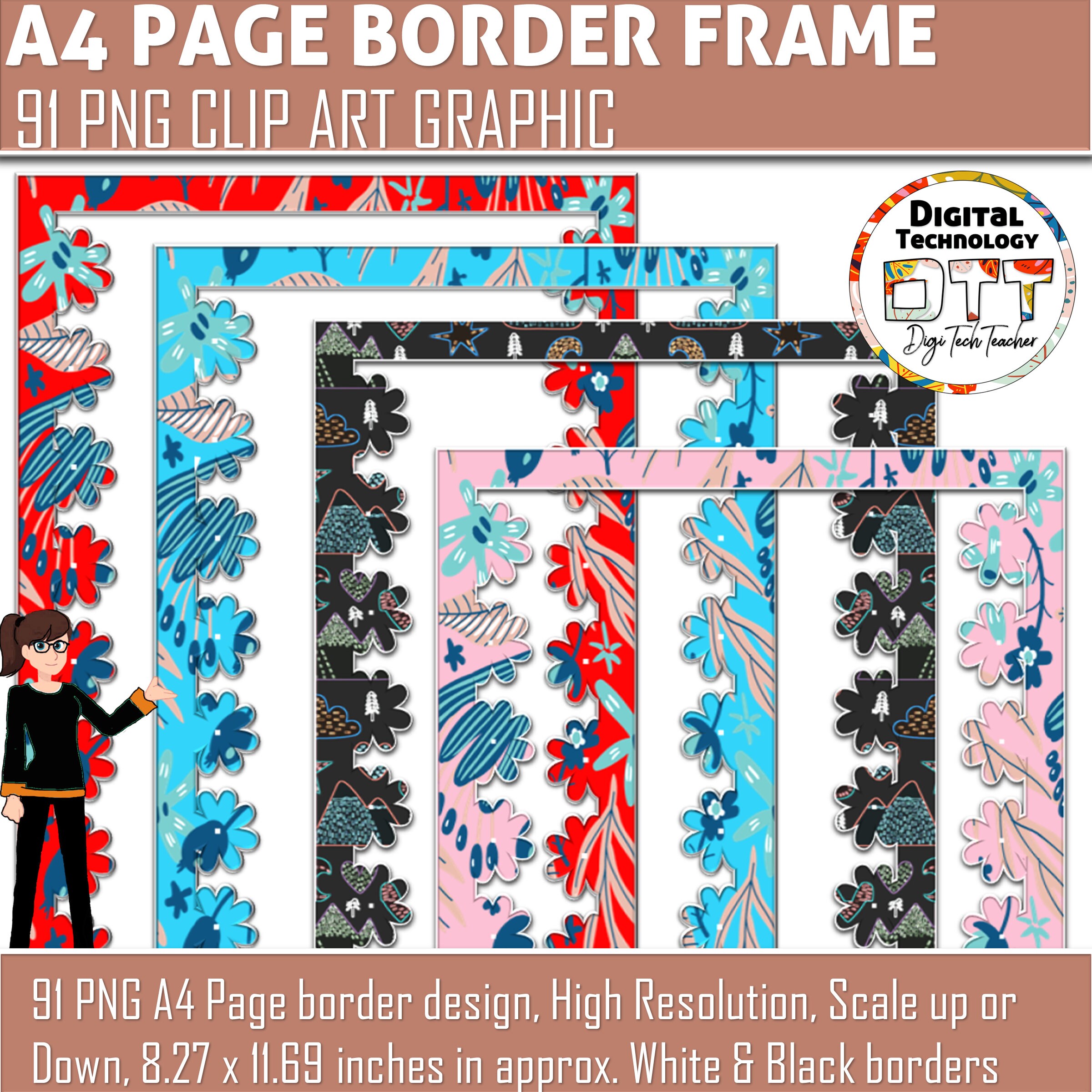 Page Border Clipart 1, A4 91 Png's, Vertical Pageborder, Comic ...