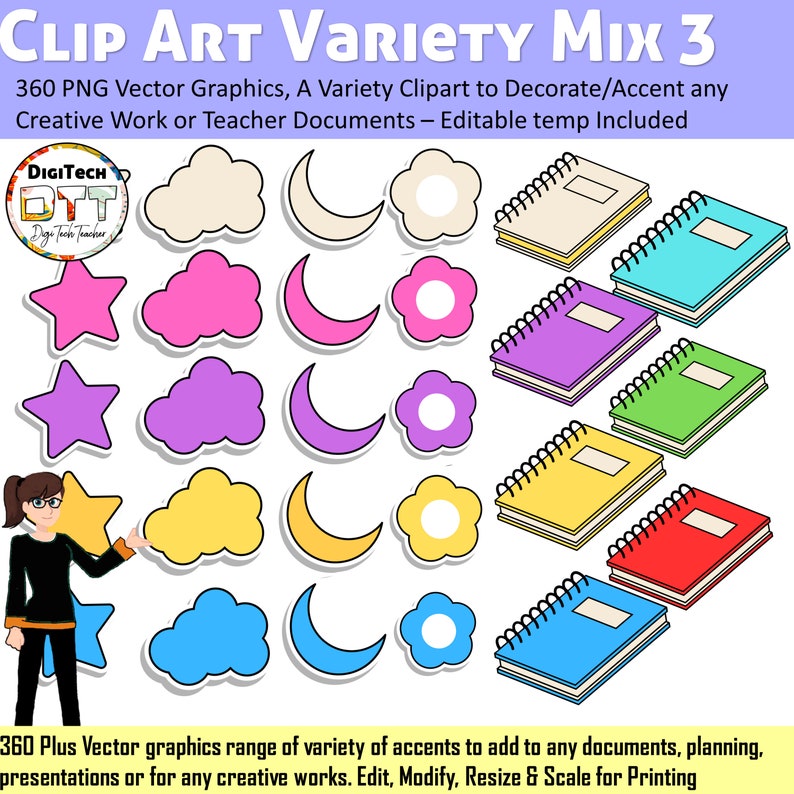 Clip Art Vector Variety Mix 3, Teacher Clipart, Page Accent Clipart ...