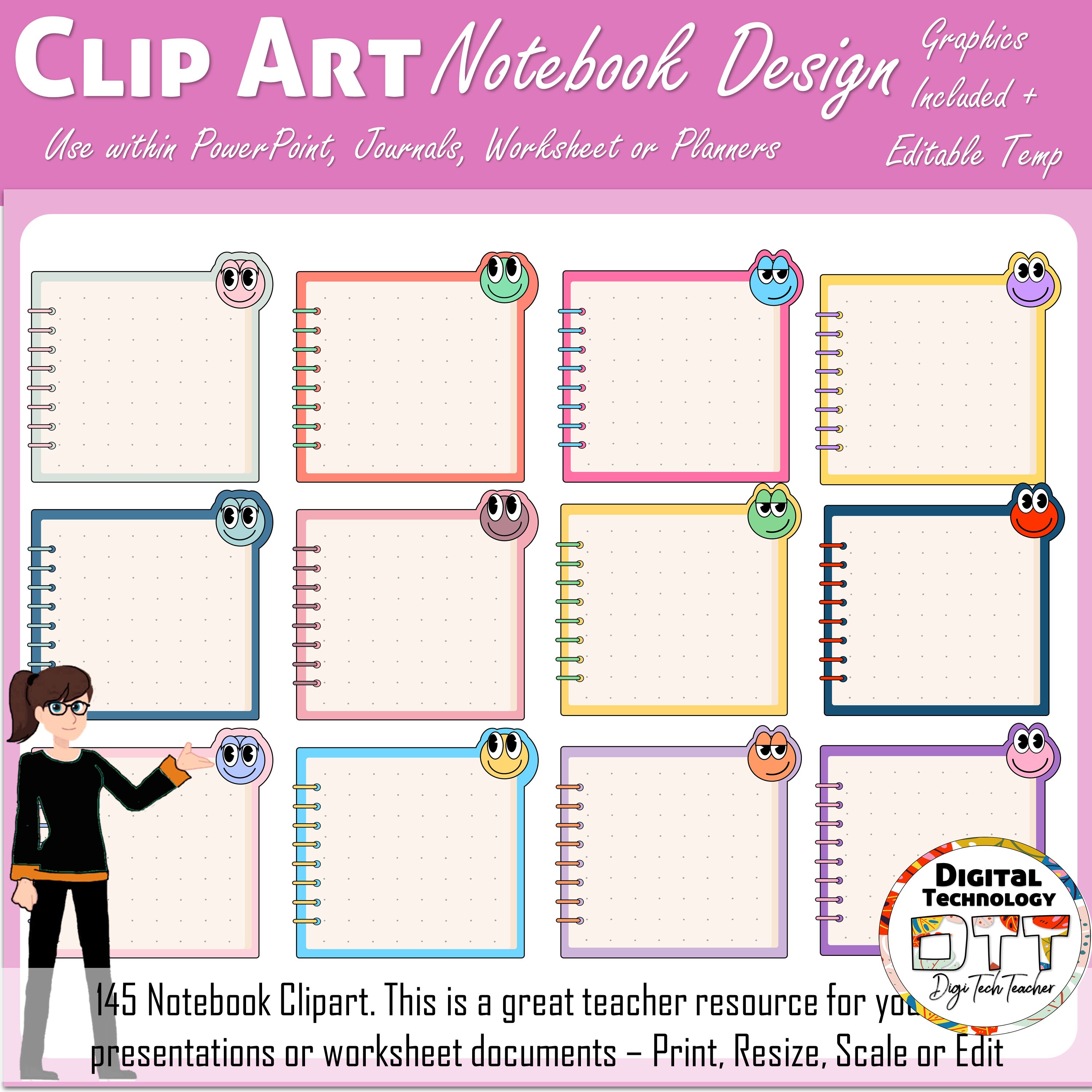 Notebook Vector Clipart, Notebook Powerpoint Element, Notebook Text ...