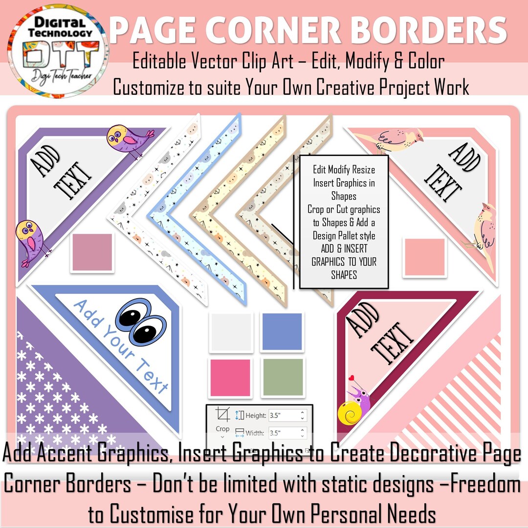 Editable Page Corner Clipart: Decorative Borders (powerpoint) - Etsy ...