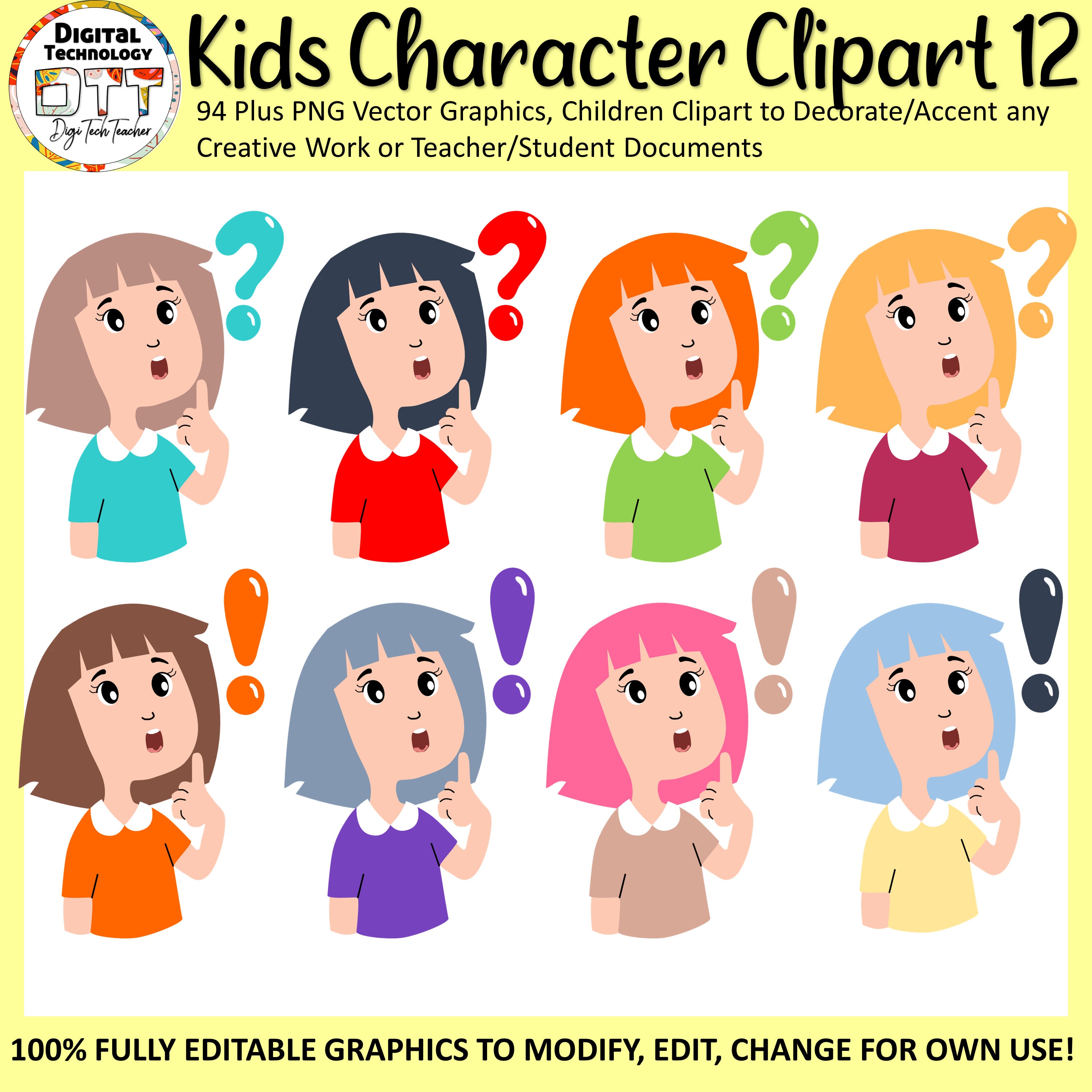 Kids Vector Clipart 12, Children Clipart, School Clipart, Middle School ...