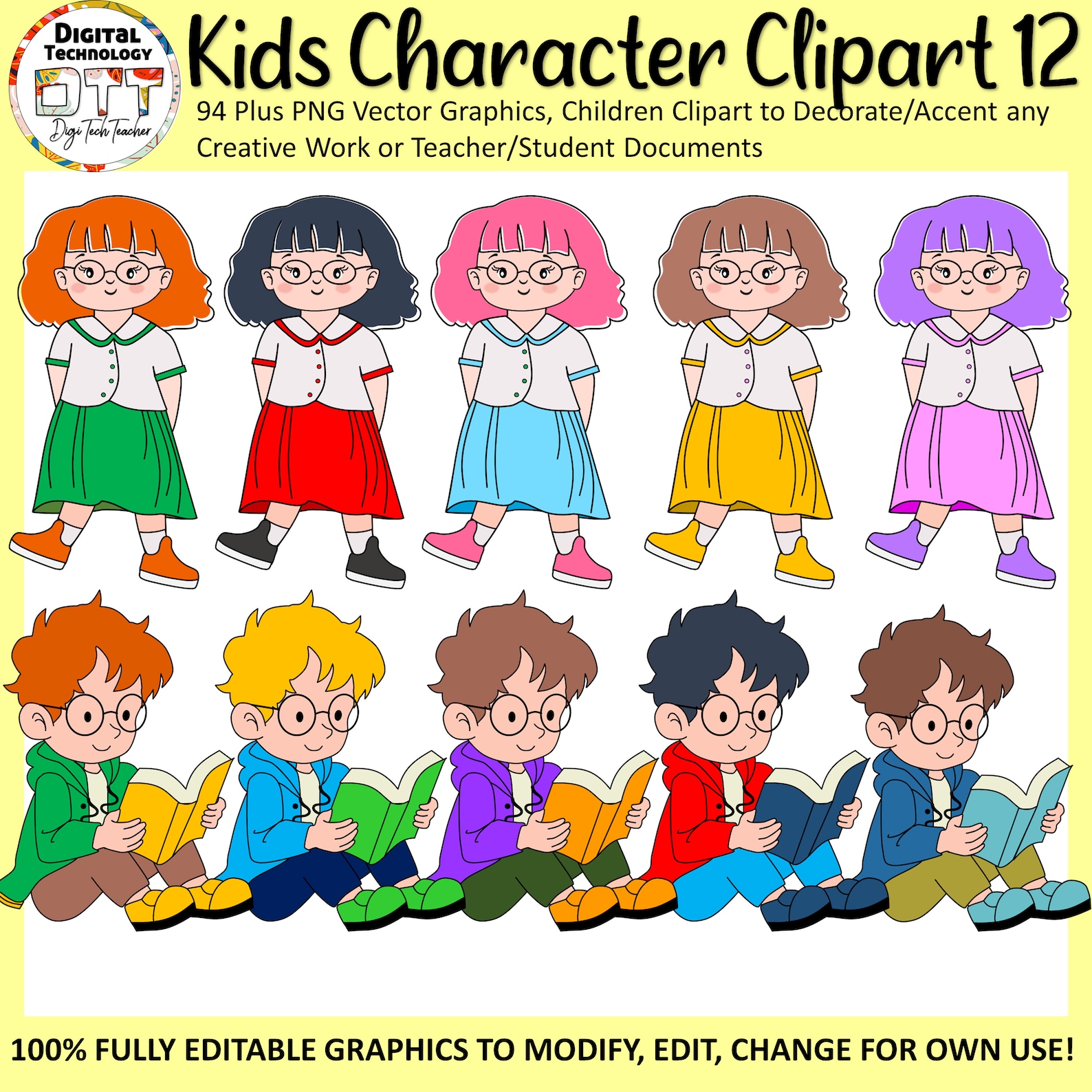 Kids Vector Clipart 12, Children Clipart, School Clipart, Middle School ...
