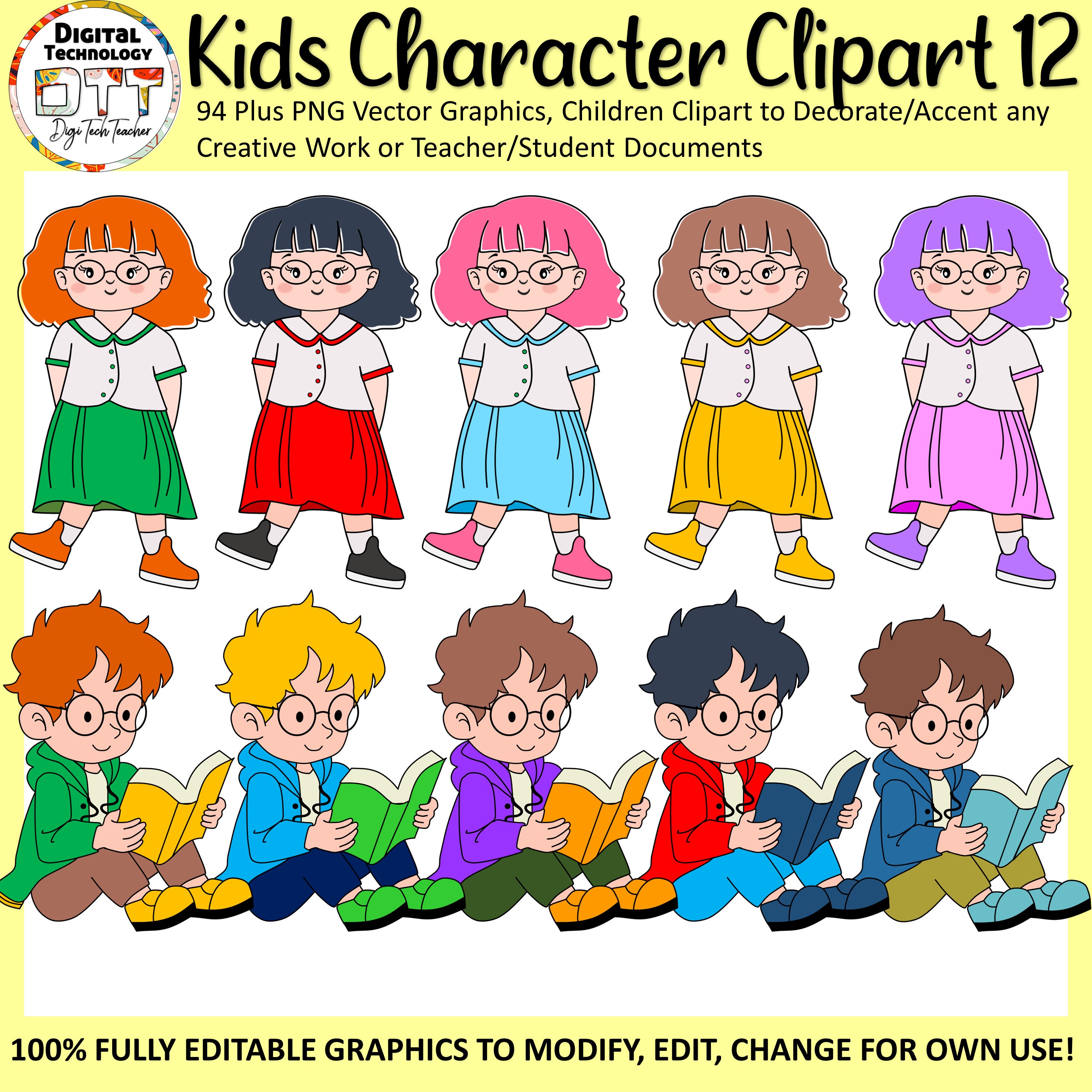Kids Vector Clipart 12, Children Clipart, School Clipart, Middle School ...