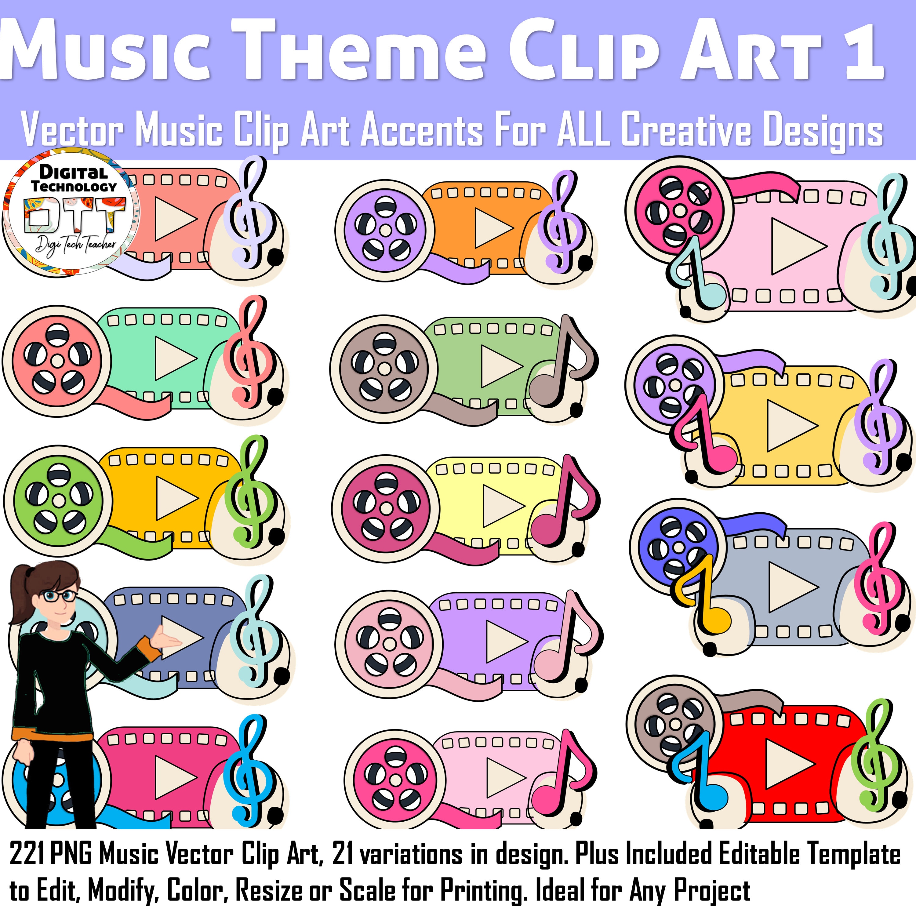 Music Vector Clip Art 1, Media Clip Art, Music Icon Clip Art, Teacher ...
