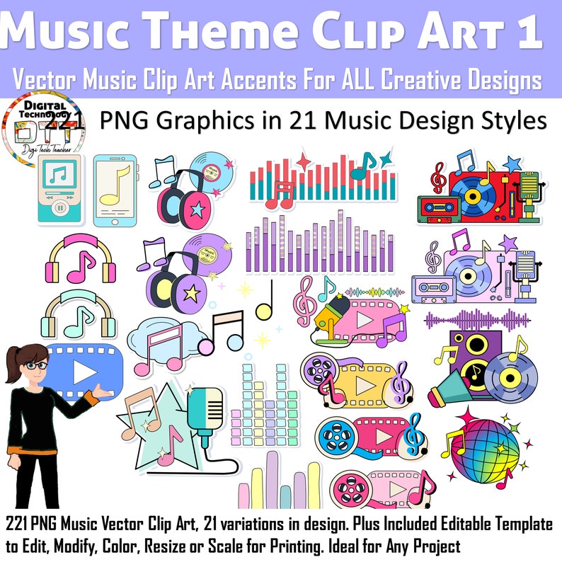 Music Vector Clip Art 1, Media Clip Art, Music Icon Clip Art, Teacher ...