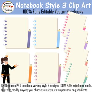 Notebook 5 Vector Clip Art, Text Frame Holder Notebooks, 104 PNG ...