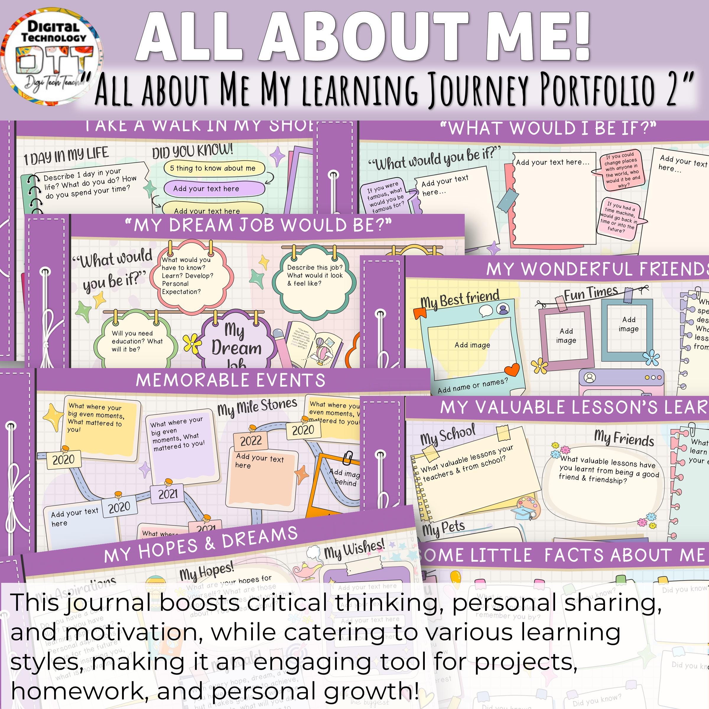 All About Me Notebook, Learning Journey Notebook 2, Guided Journal ...