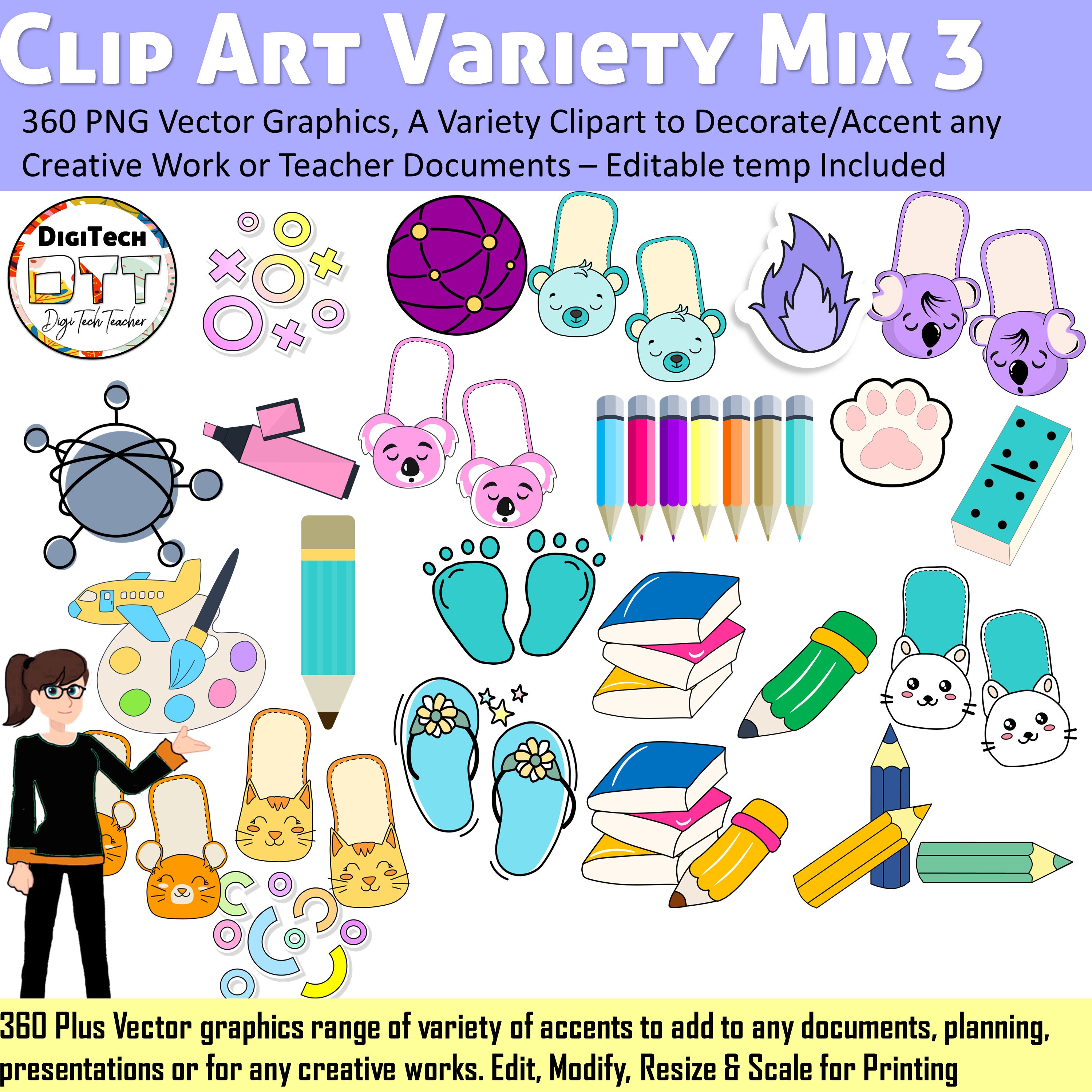 Clip Art Vector Variety Mix 3, Teacher Clipart, Page Accent Clipart ...