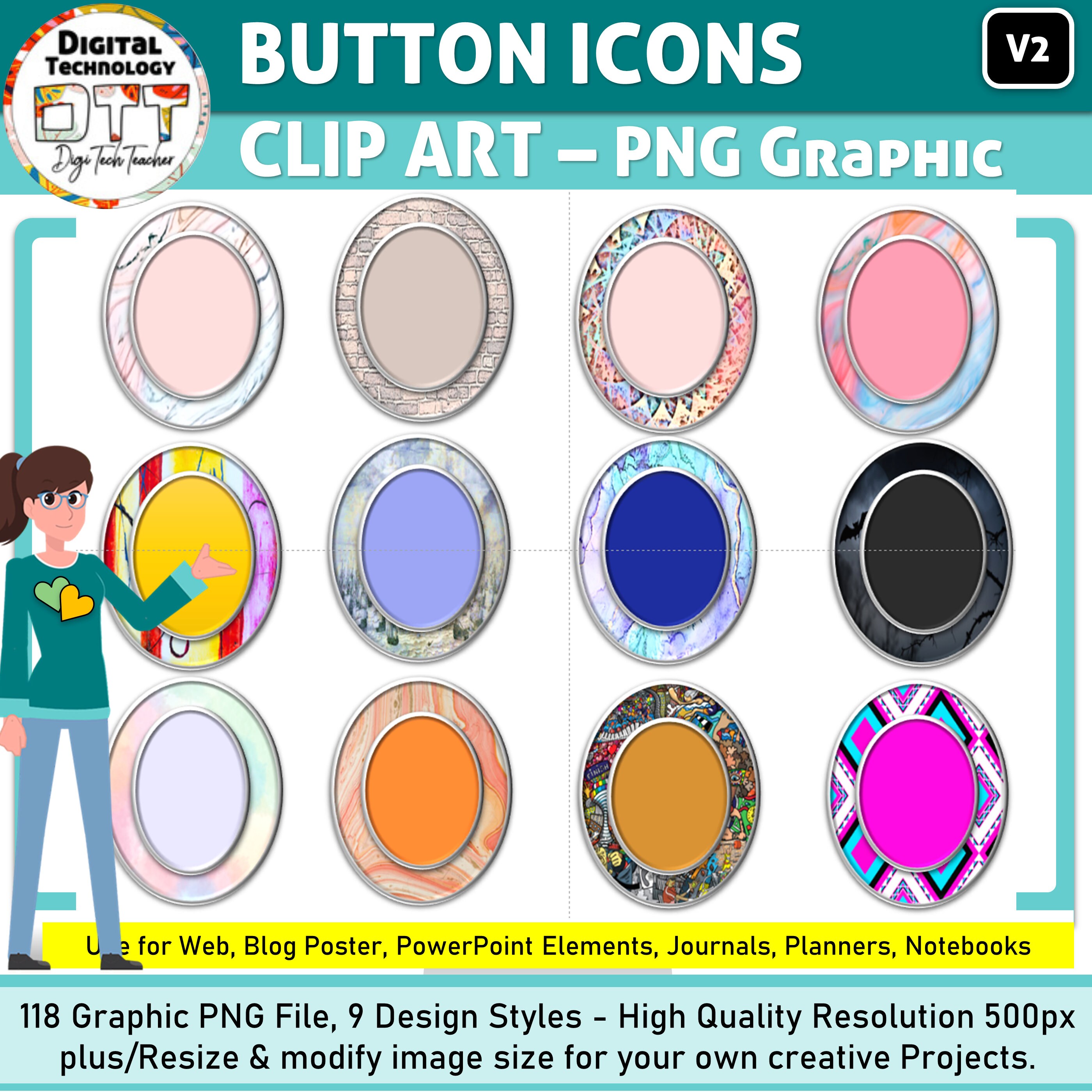 Button Icon Clipart 2, Web Button, Icon Clipart, Digital Planner ...