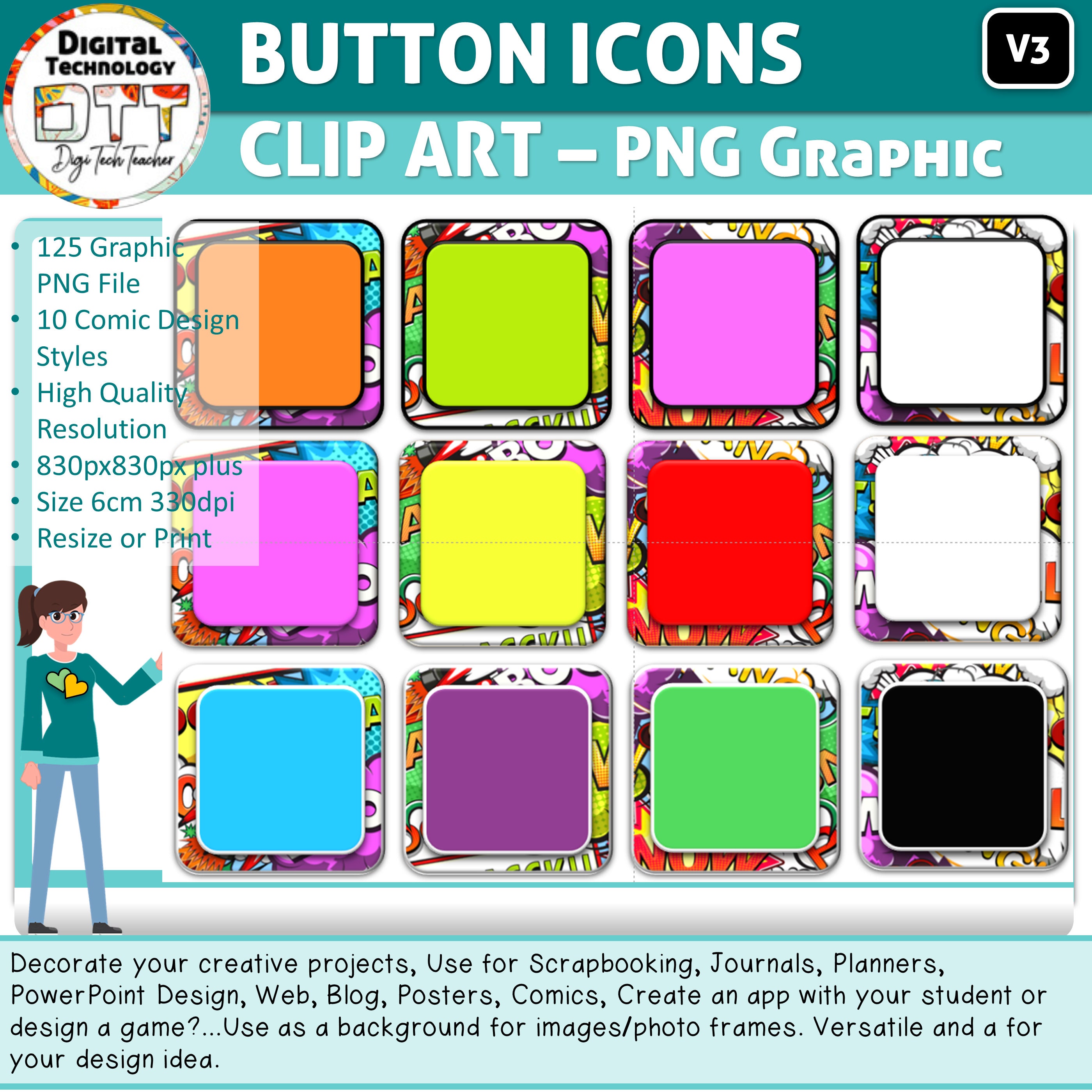Button Icon Clipart 3, Web Button, Icon Clipart, Digital Planner ...