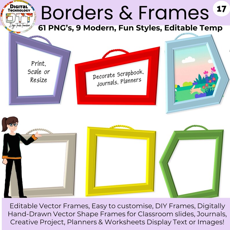 Editable Digital Photo & Image Frame Clipart 17, 61 PNG, Modern Frames ...