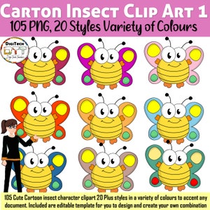 Cute Cartoon Insect Clip Art 1, Bug Vector Clipart, Insect PNG Images ...