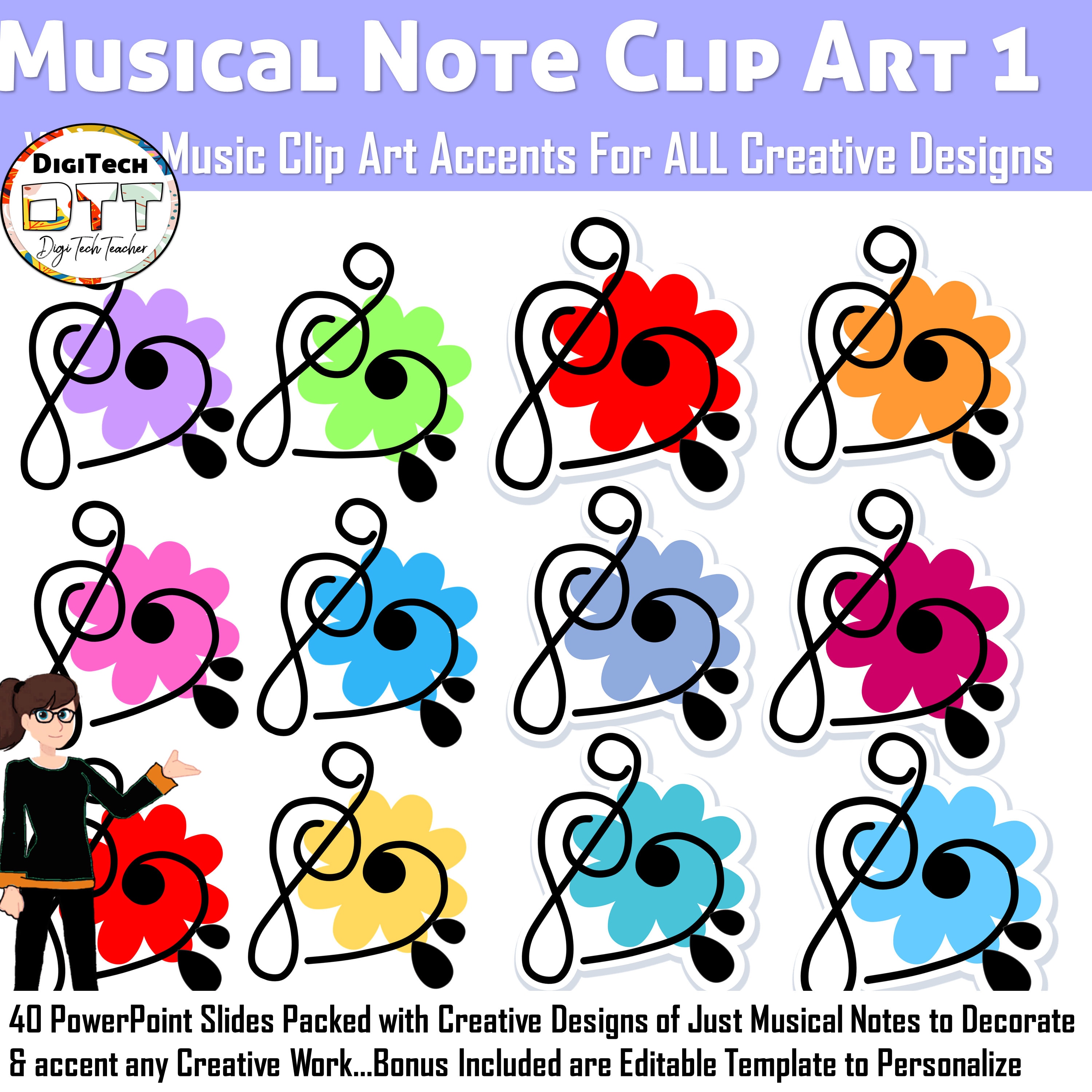Musical Notes Vector Clip Art 1, Musical Note Icons, Musical Note ...