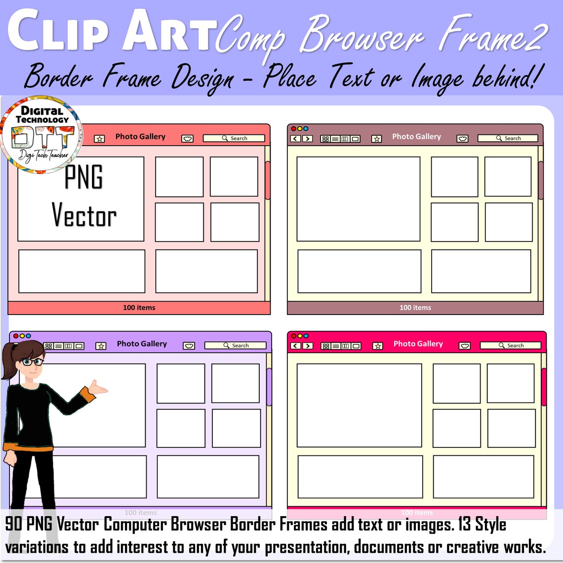 Computer Browser Border Frame Clipart 2 Browser Window - Etsy