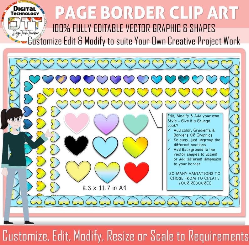 Page Border Clipart 2, Border Clipart, Editable Borders, Decorative ...