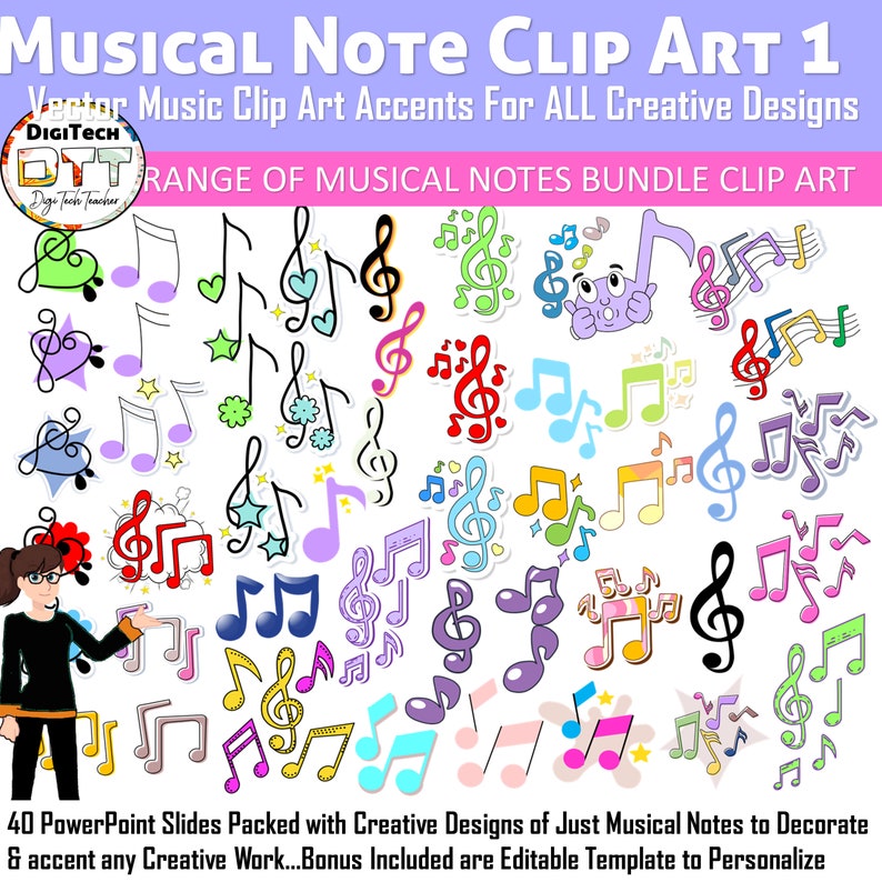 Musical Notes Vector Clip Art 1, Musical Note Icons, Musical Note ...