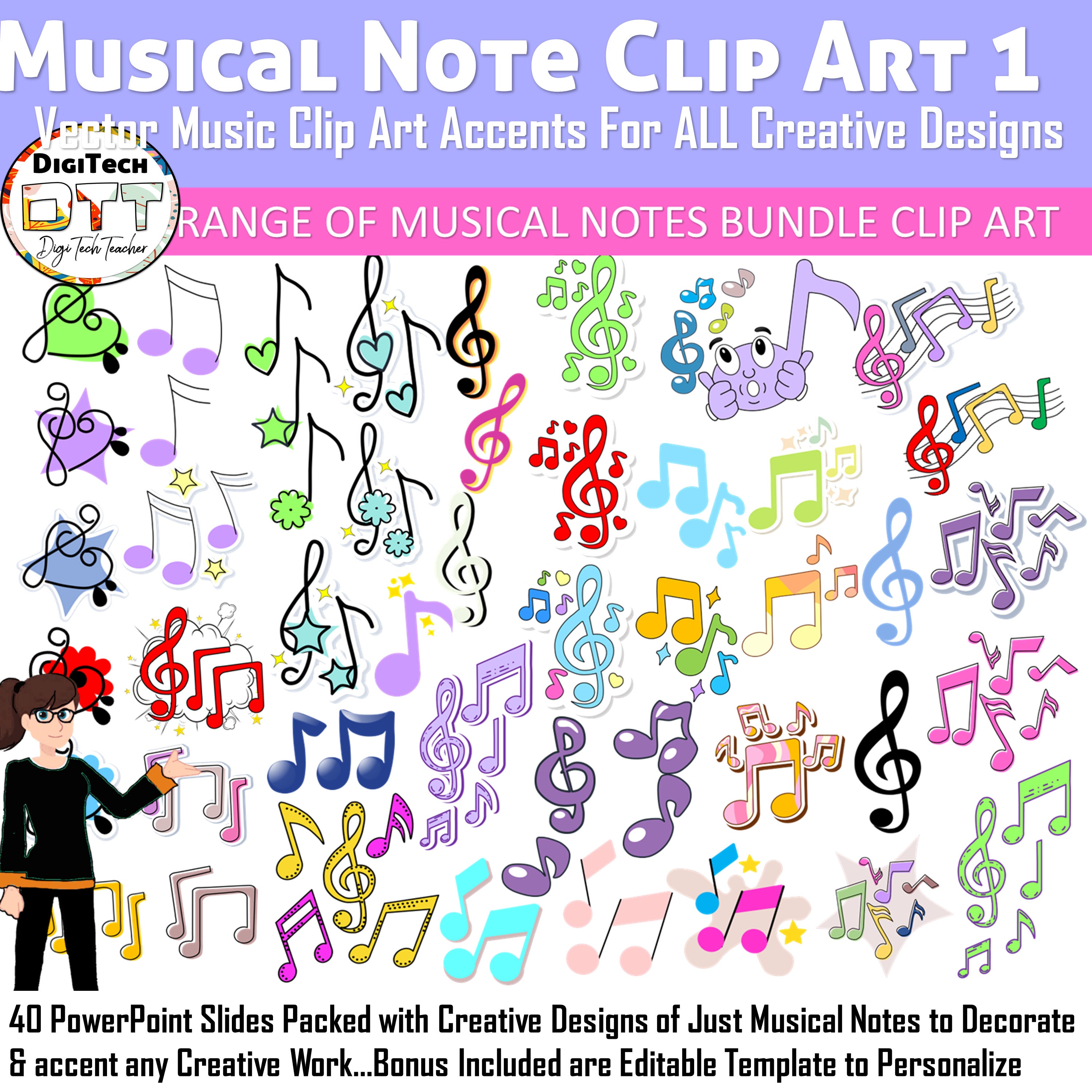 Musical Notes Vector Clip Art 1, Musical Note Icons, Musical Note ...