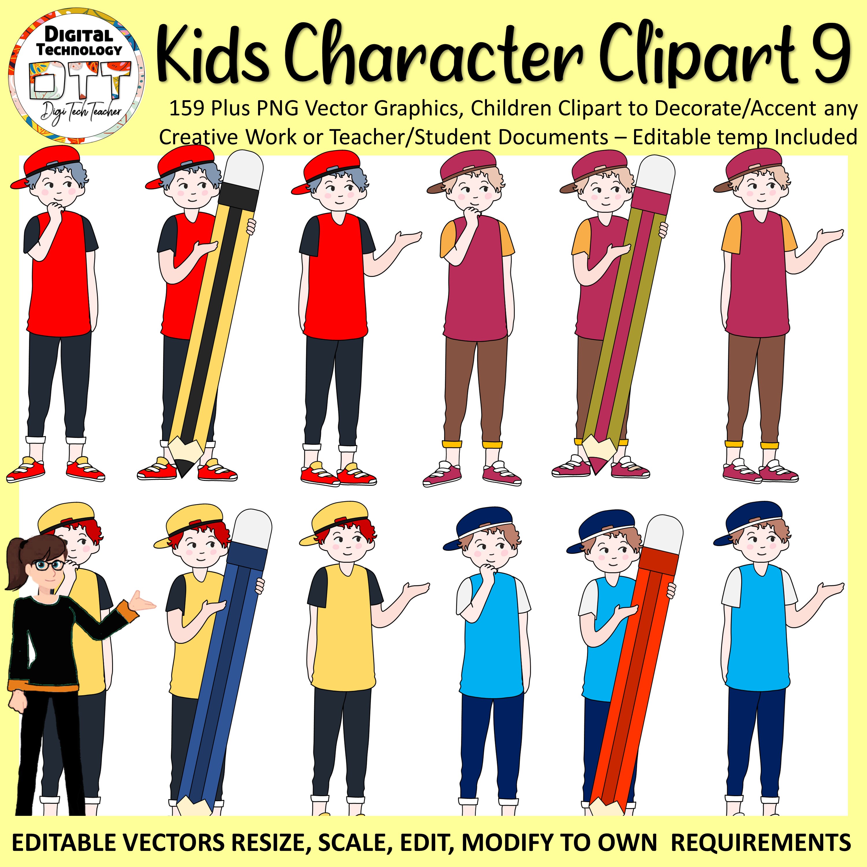 Kids Character Clipart 9, Children Clipart, School Clipart, Middle ...