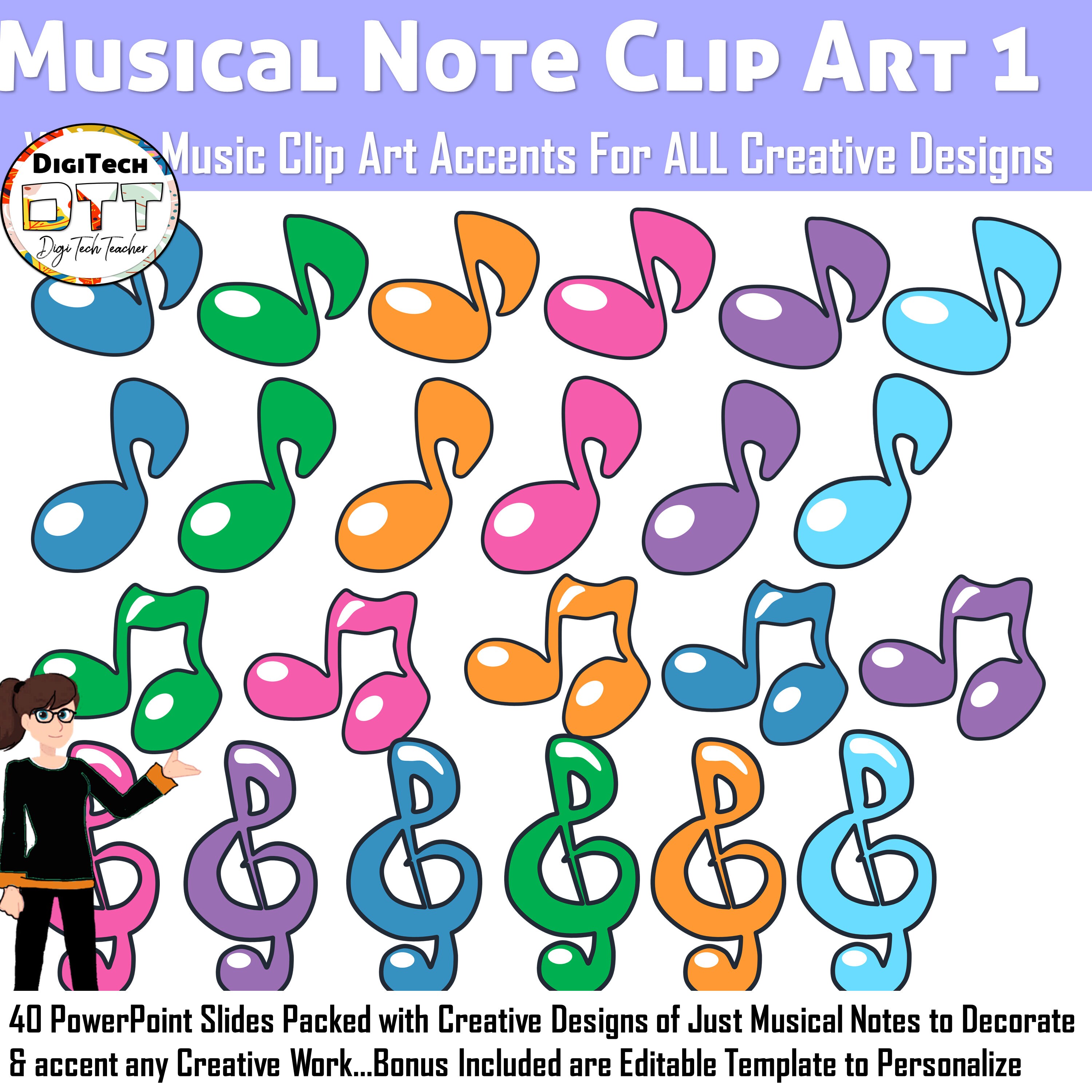 Musical Notes Vector Clip Art 1, Musical Note Icons, Musical Note ...