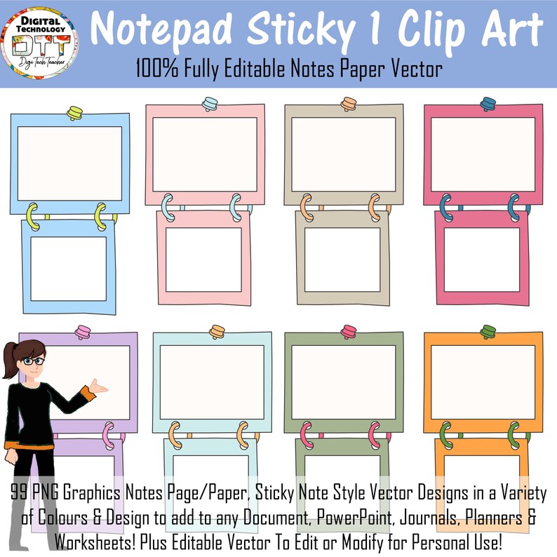 Sticky Note Clipart: 99 Editable Vector PNG Graphics - Etsy