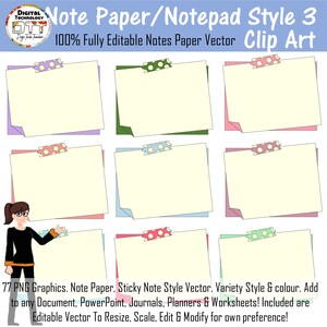 Note Paper 3 Vector Clipart, 77 PNG Digital Graphics, Editable Vector ...