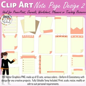 Notes Page Clipart 2, Vector Note Clipart, Sticky Note Page Clipart ...