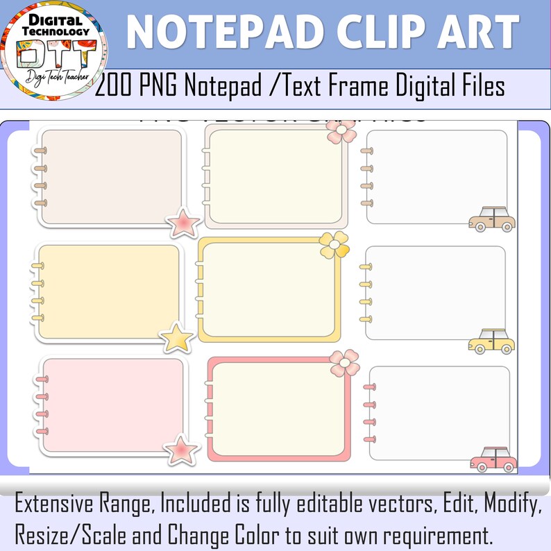Notepad Clipart 6, 200 Graphics, PNG, Vector Frames, Vector Text Frames ...