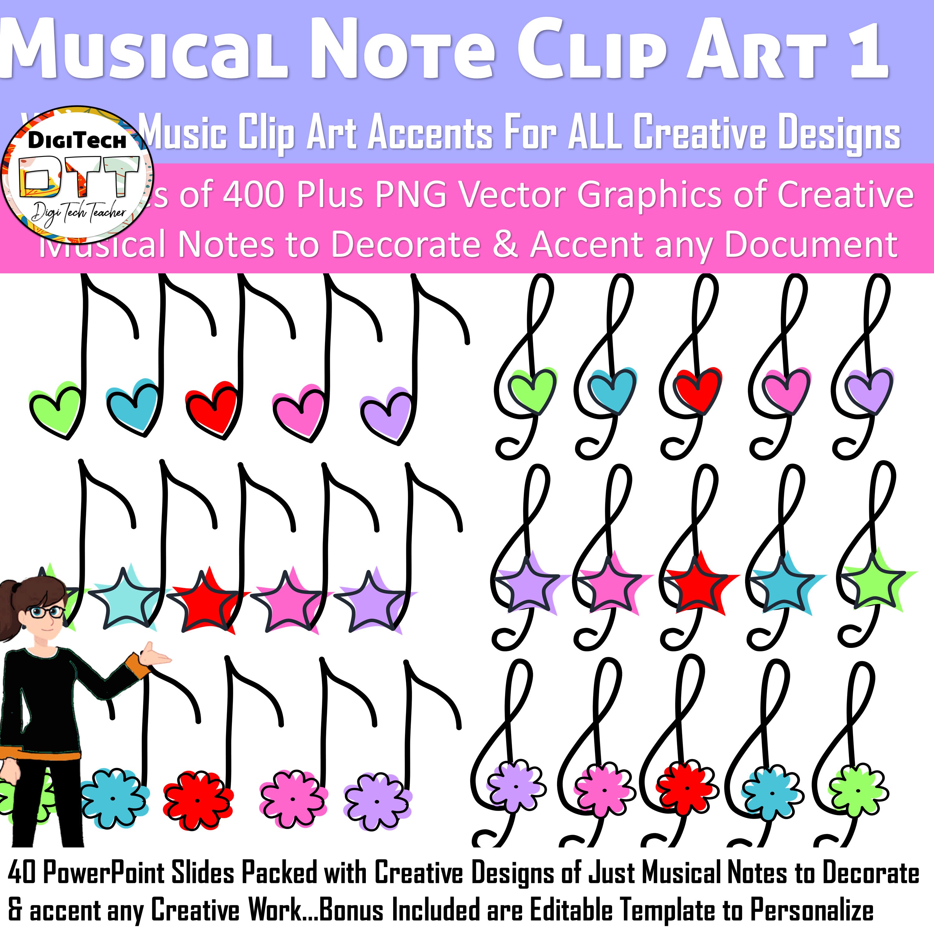 Musical Notes Vector Clip Art 1, Musical Note Icons, Musical Note ...