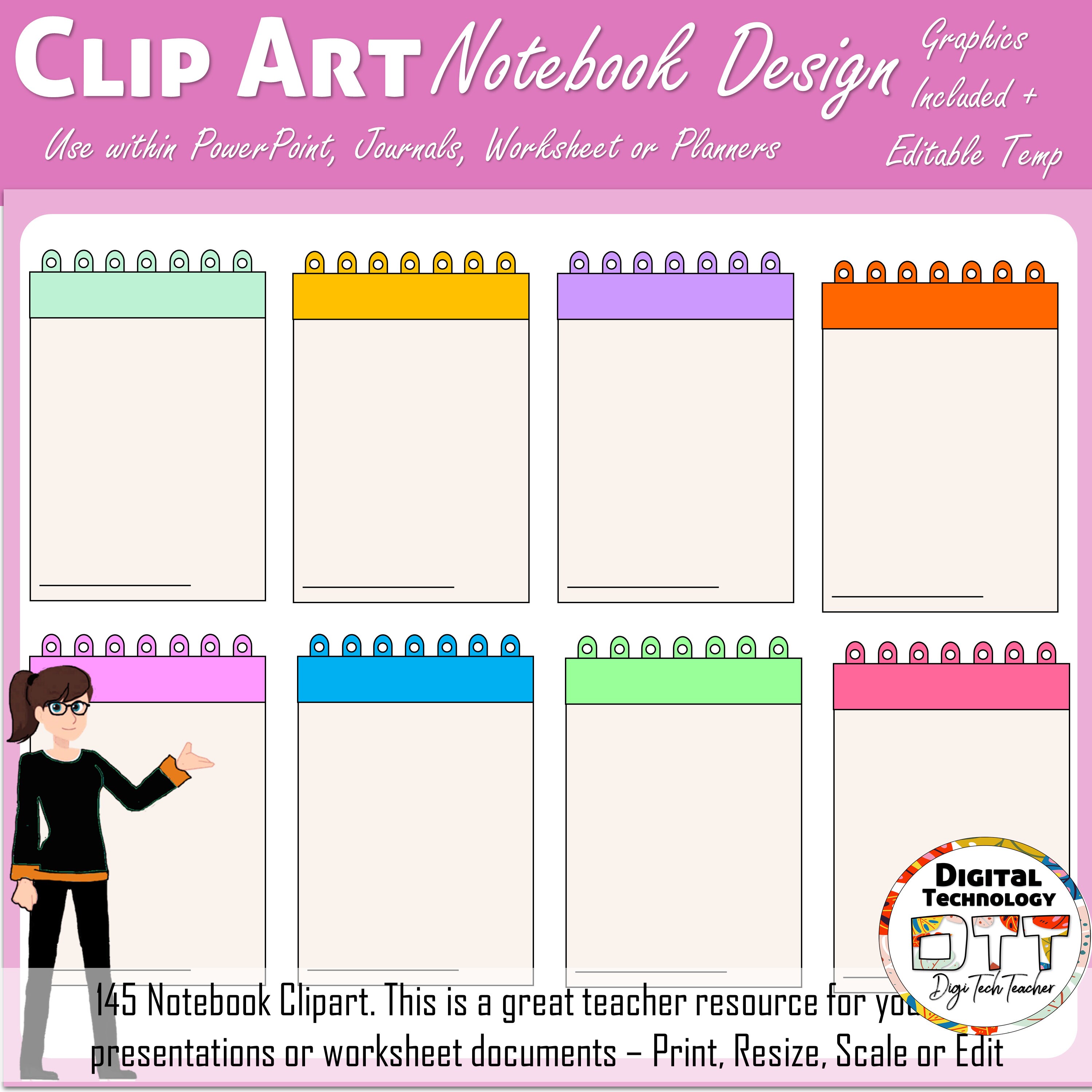 Notebook Vector Clipart, Notebook Powerpoint Element, Notebook Text ...