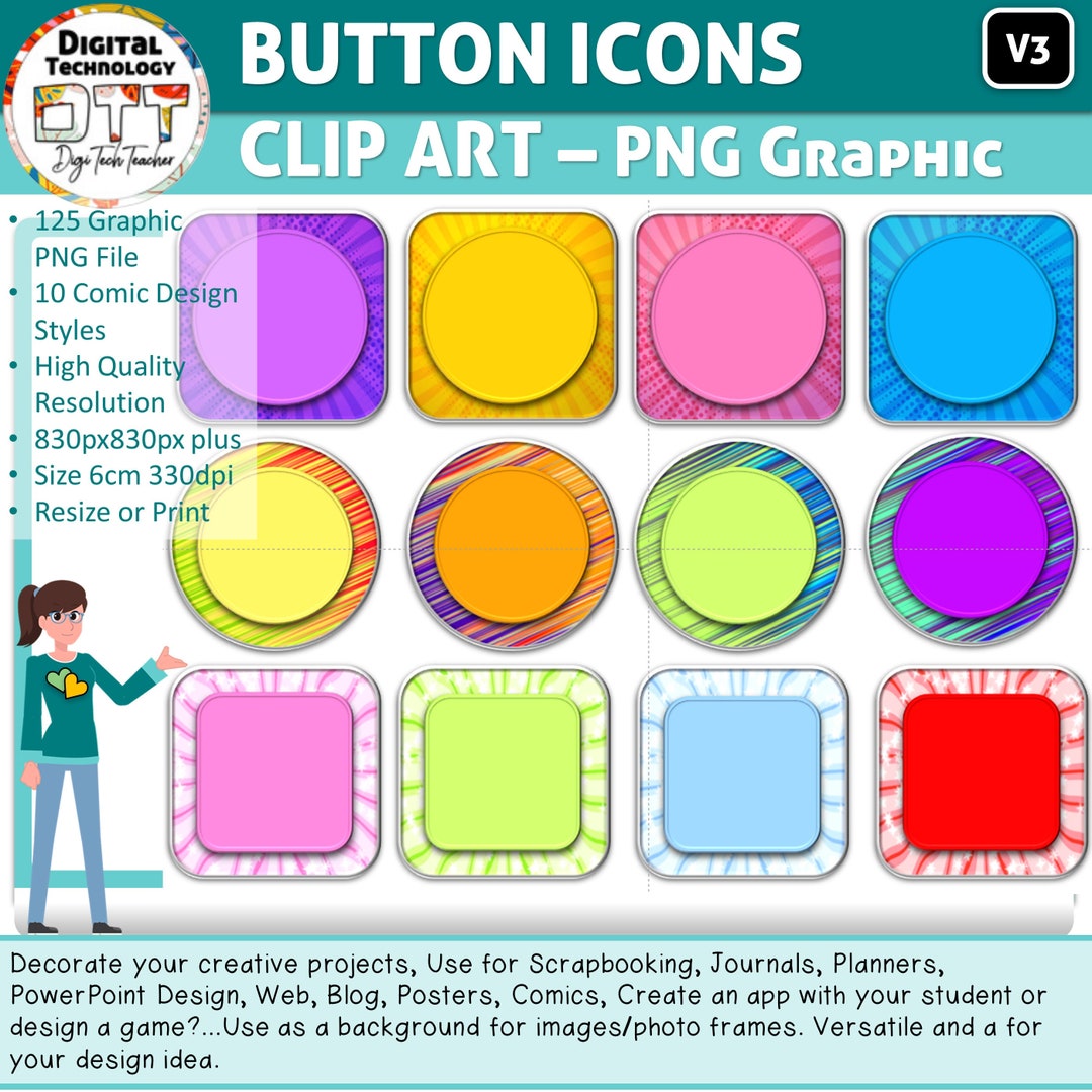 Button Icon Clipart 3, Web Button, Icon Clipart, Digital Planner ...