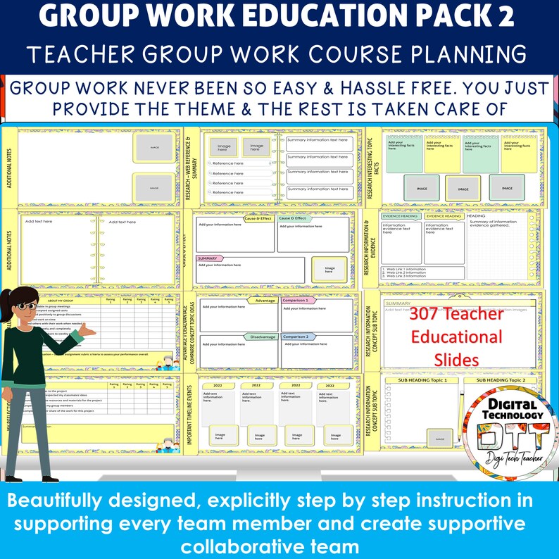 Group Work Powerpoint Template 2, Student Project, Teacher Lesson, Teacher Planner, Group ...